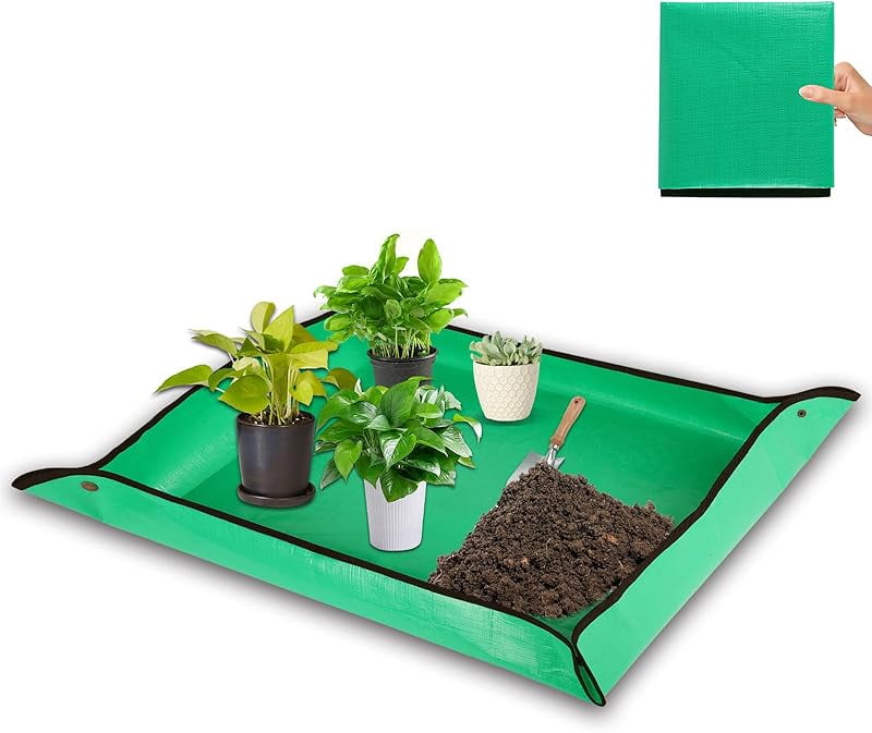 HKZ Repotting Mat for Indoor Plant - 39.5'' x 39.5'' Planting Soil Mess ...