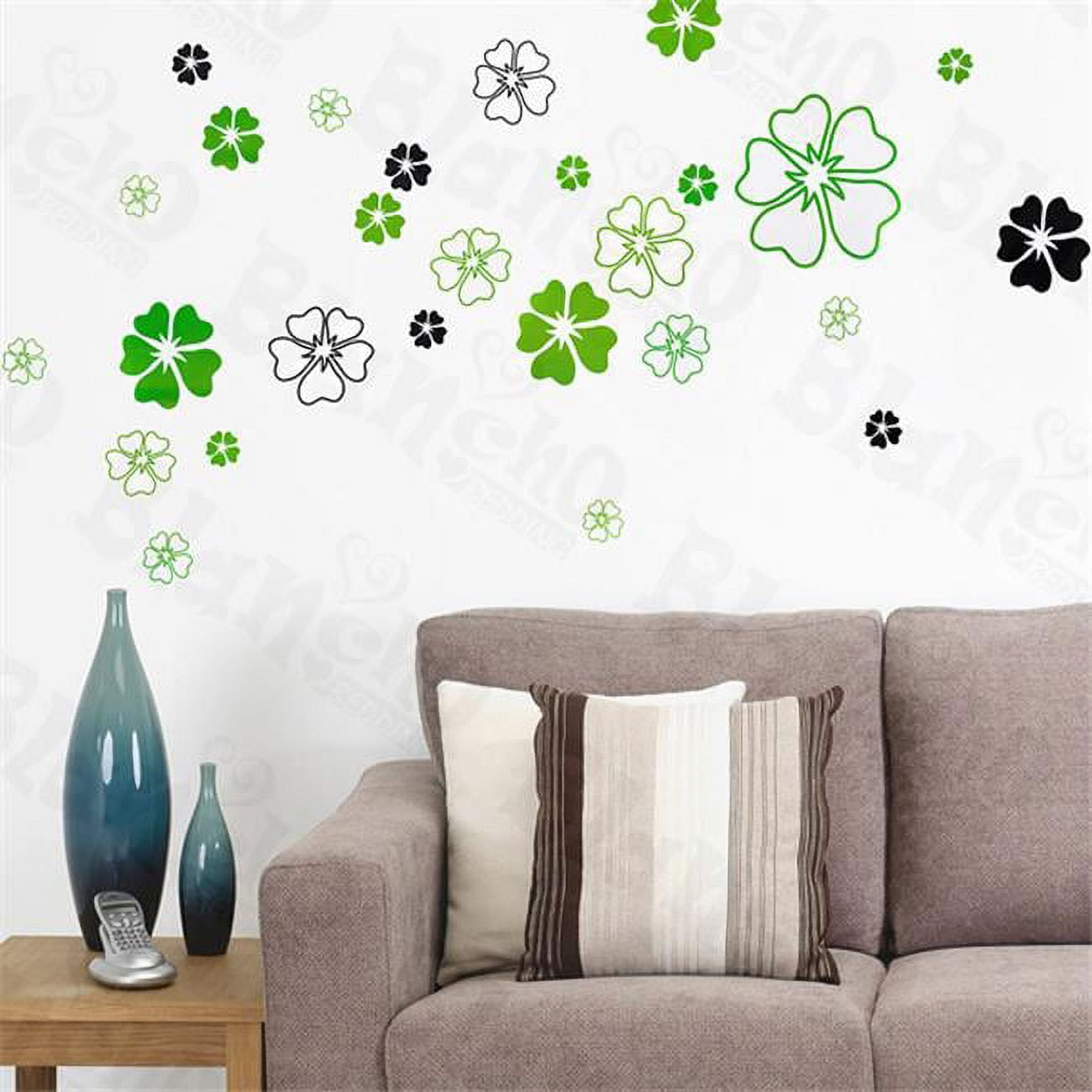 HL-5841 Green Petals - Large Wall Decals Stickers Appliques Home Decor ...