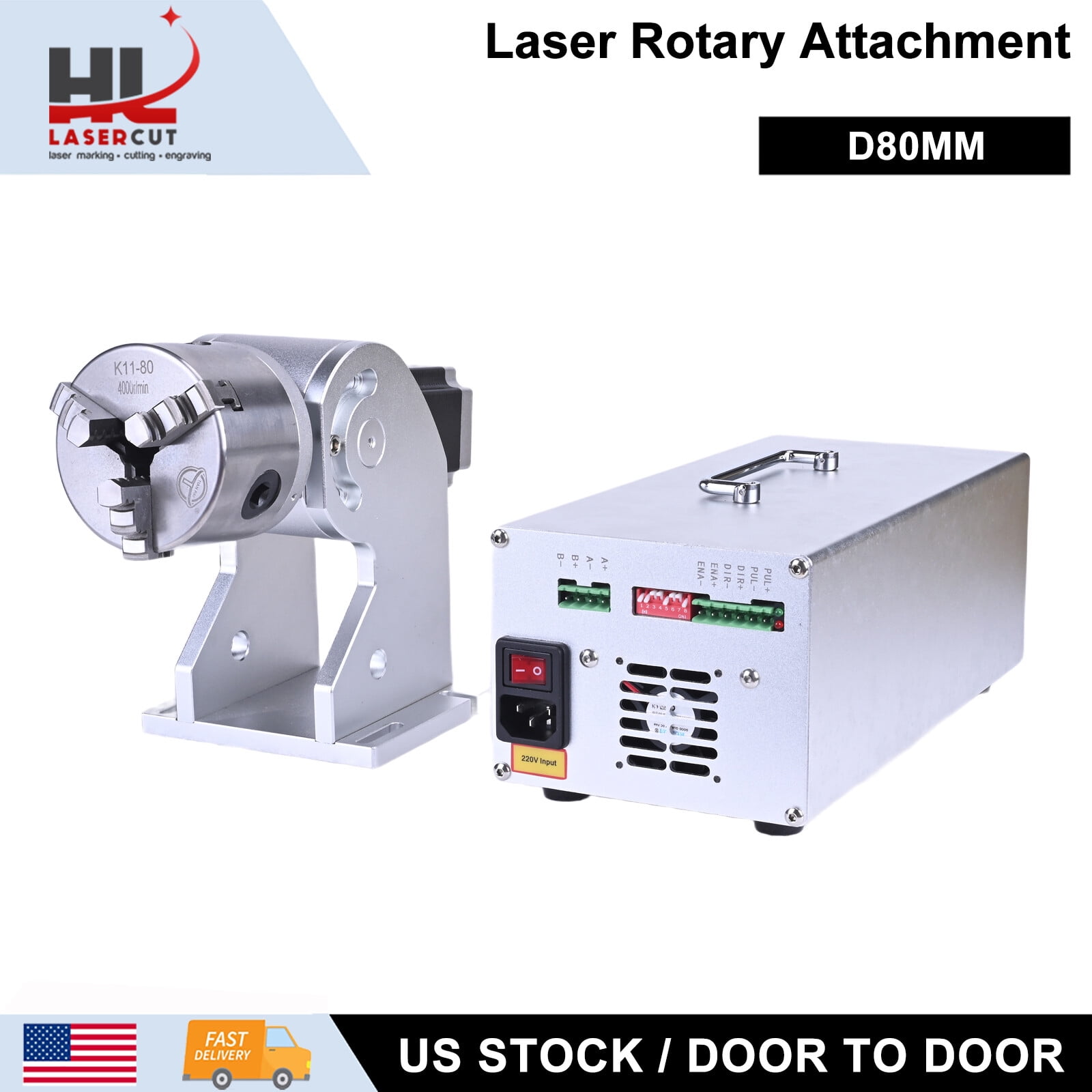 HL Laser Rotary Axis Attachment for Laser Engraving Machine 3 Jaw ...