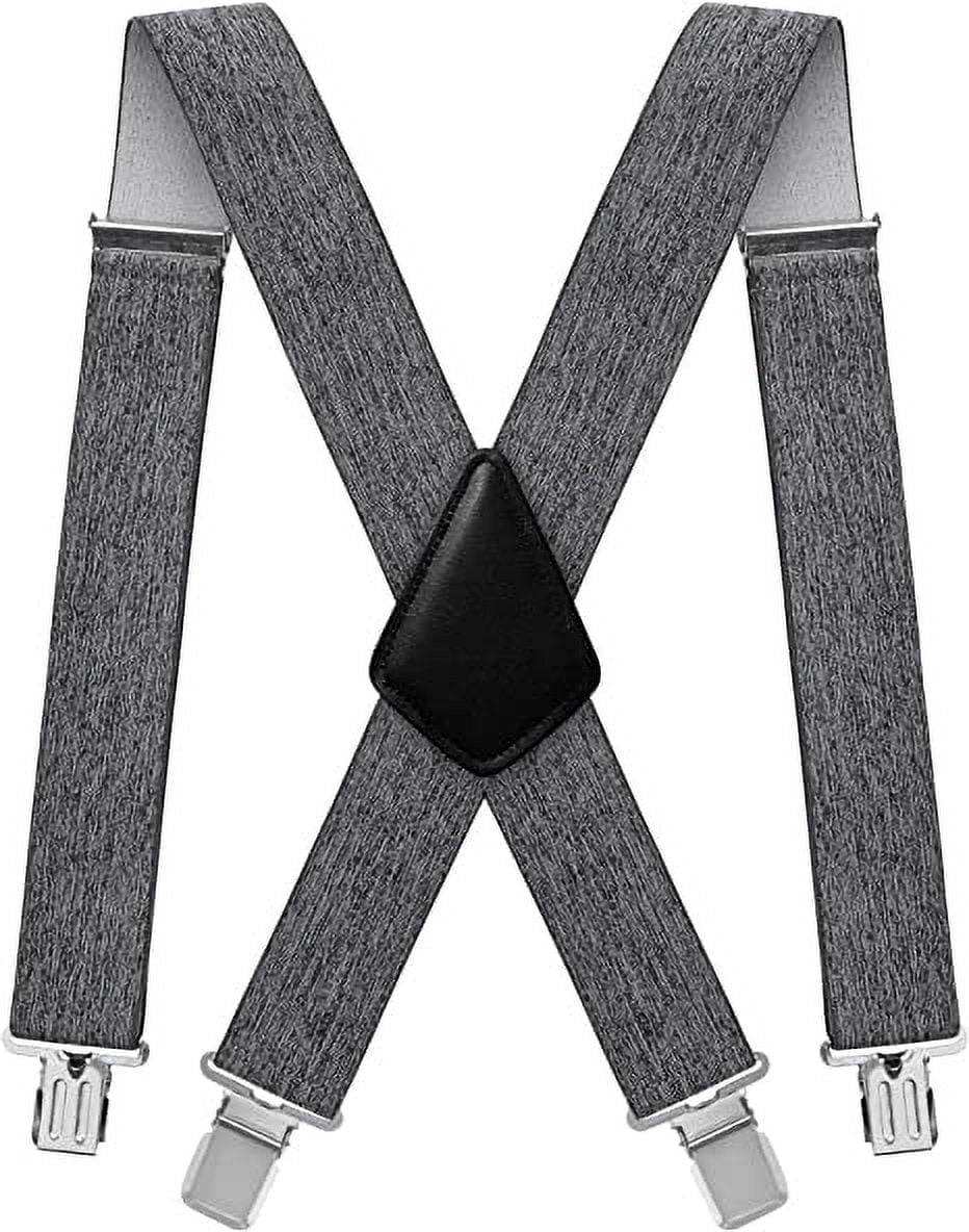 HL Mens Suspenders X-Back 2" Wide Adjustable Solid Straight Heavy Duty ...