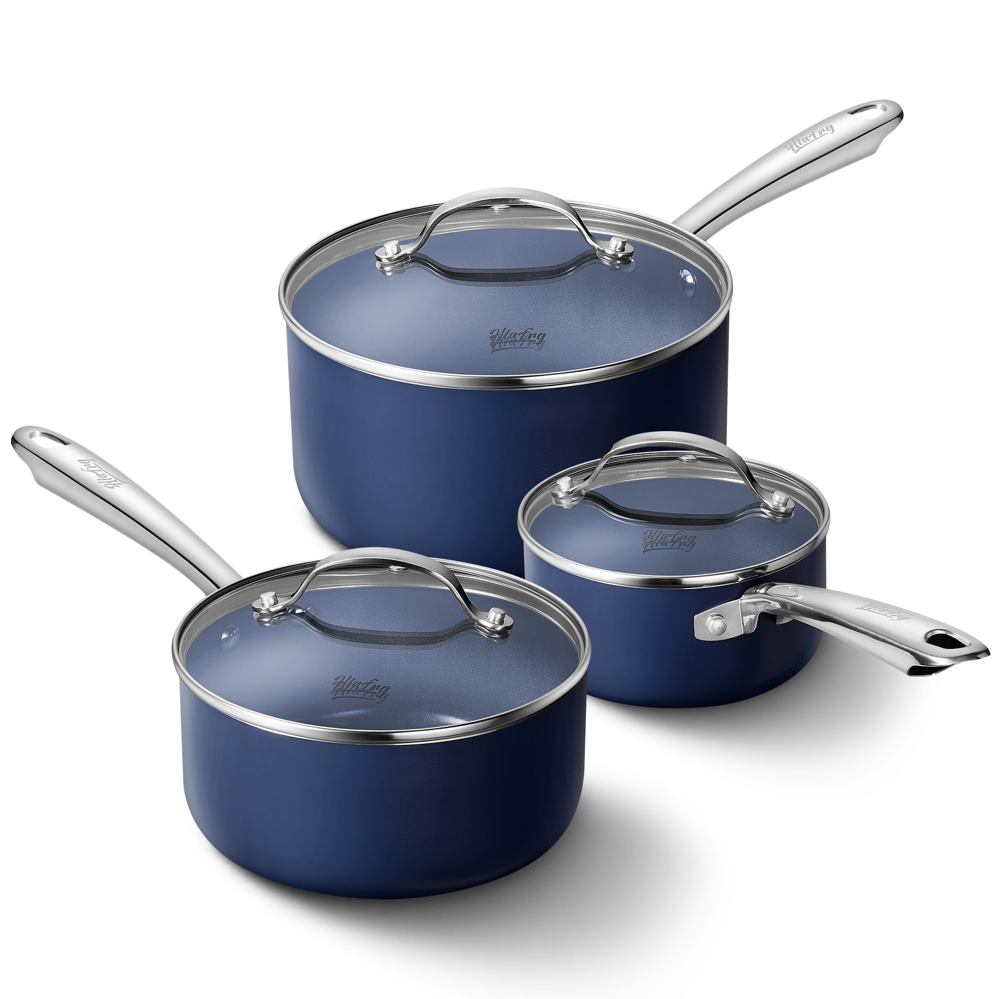 HLAFRG 1+2+3QT Nonstick Saucepan Set with Lids, Small Pot Set, Ceramic ...