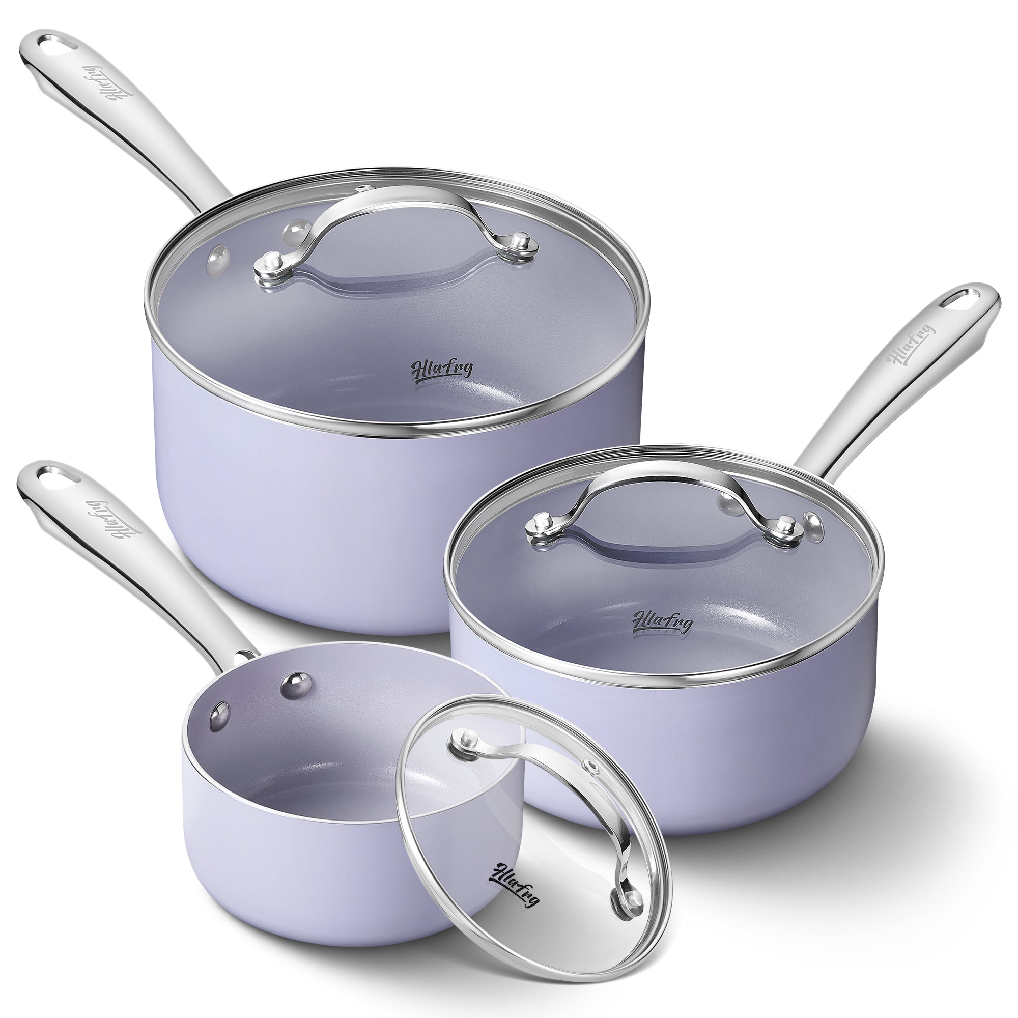 HLAFRG 1+2+3QT Nonstick Saucepan Set with Lids, Small Pot Set, Ceramic ...