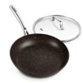 HLAFRG 10 Inch Nonstick Frying Pan with Lid, Brown Marble Skillet with ...