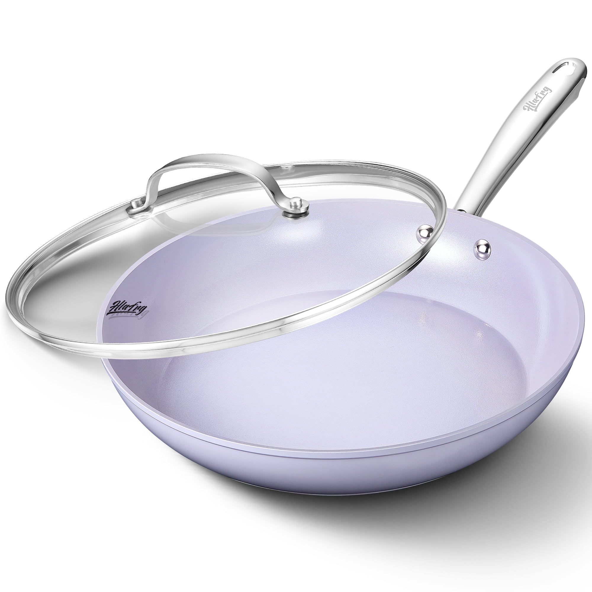 HLAFRG 12 Inch Nonstick Frying Pan with Lid, Omelet Pan, Less Oil for ...
