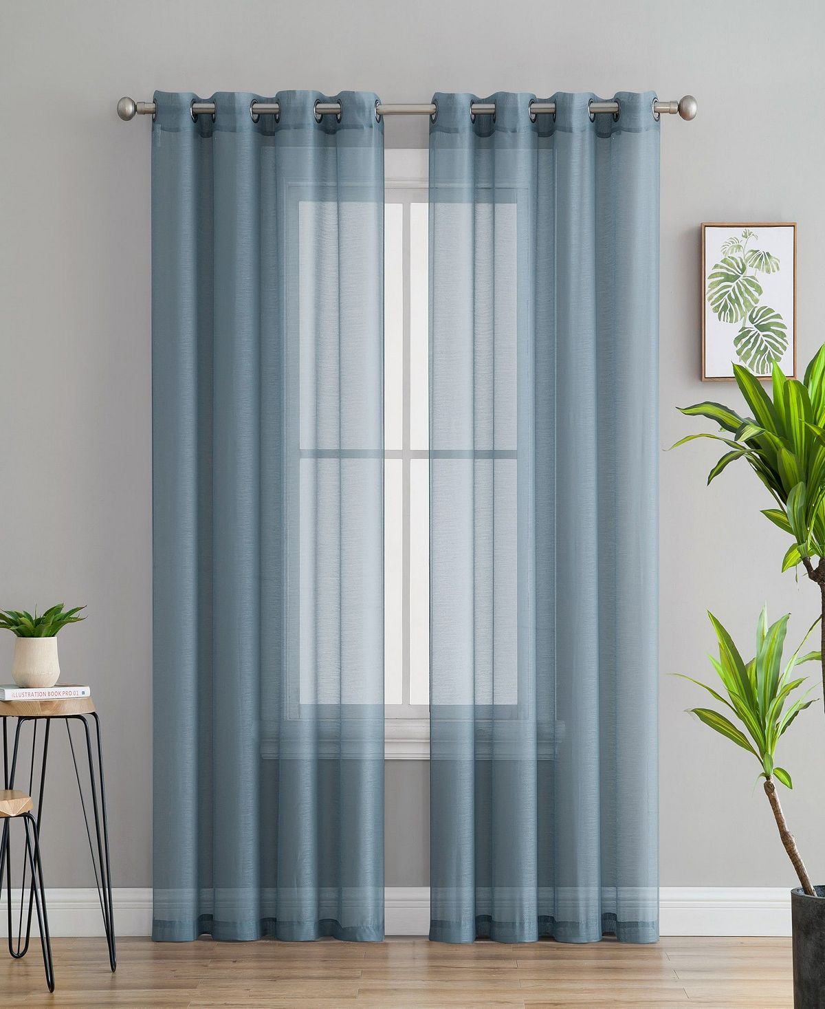 HLC.ME Perth Semi Sheer Grommet Curtain Panels, Aqua, 54×84 - Walmart.com
