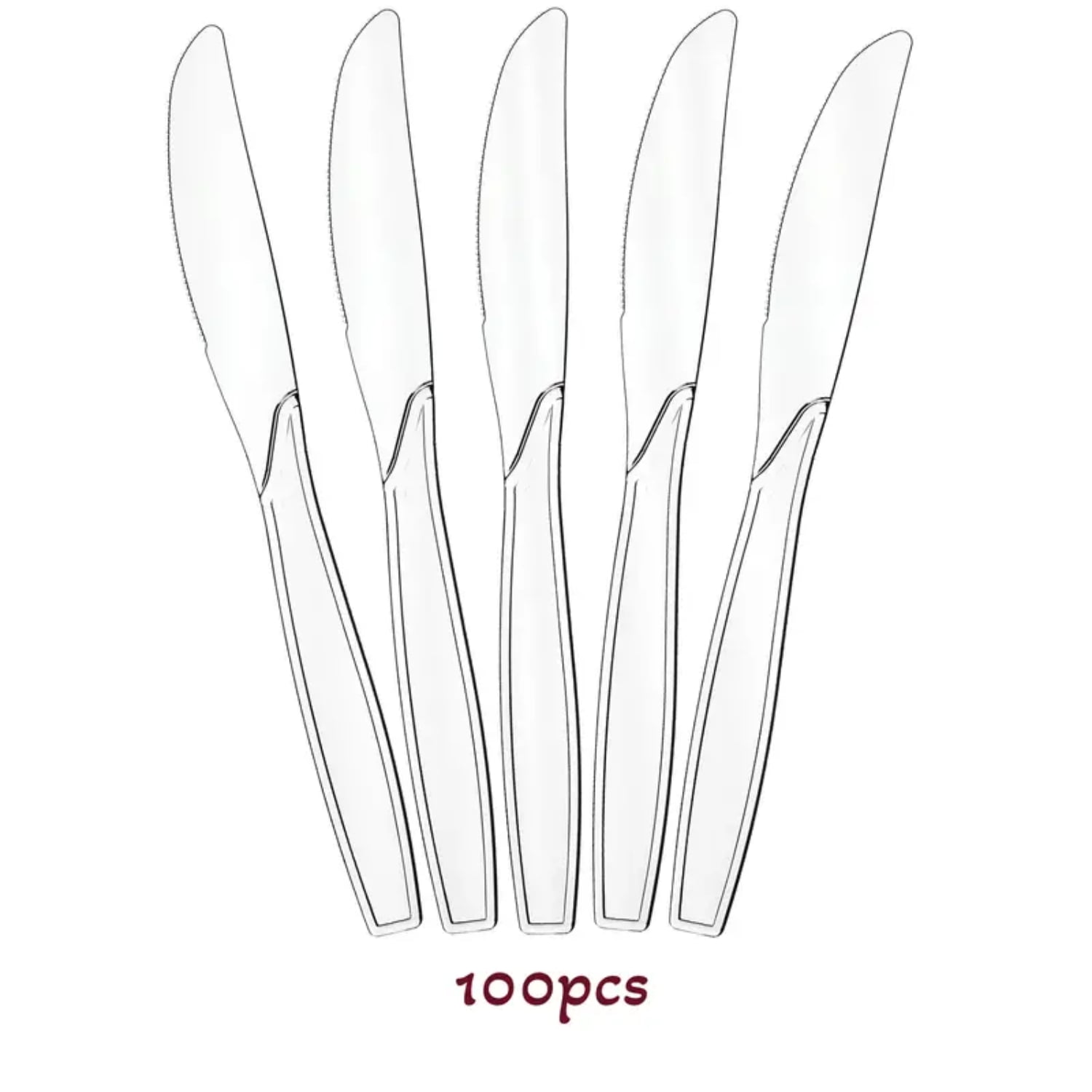 HLJHKJWM Durable Heavy Duty 100pcs Disposable Clear Plastic Cutlery ...