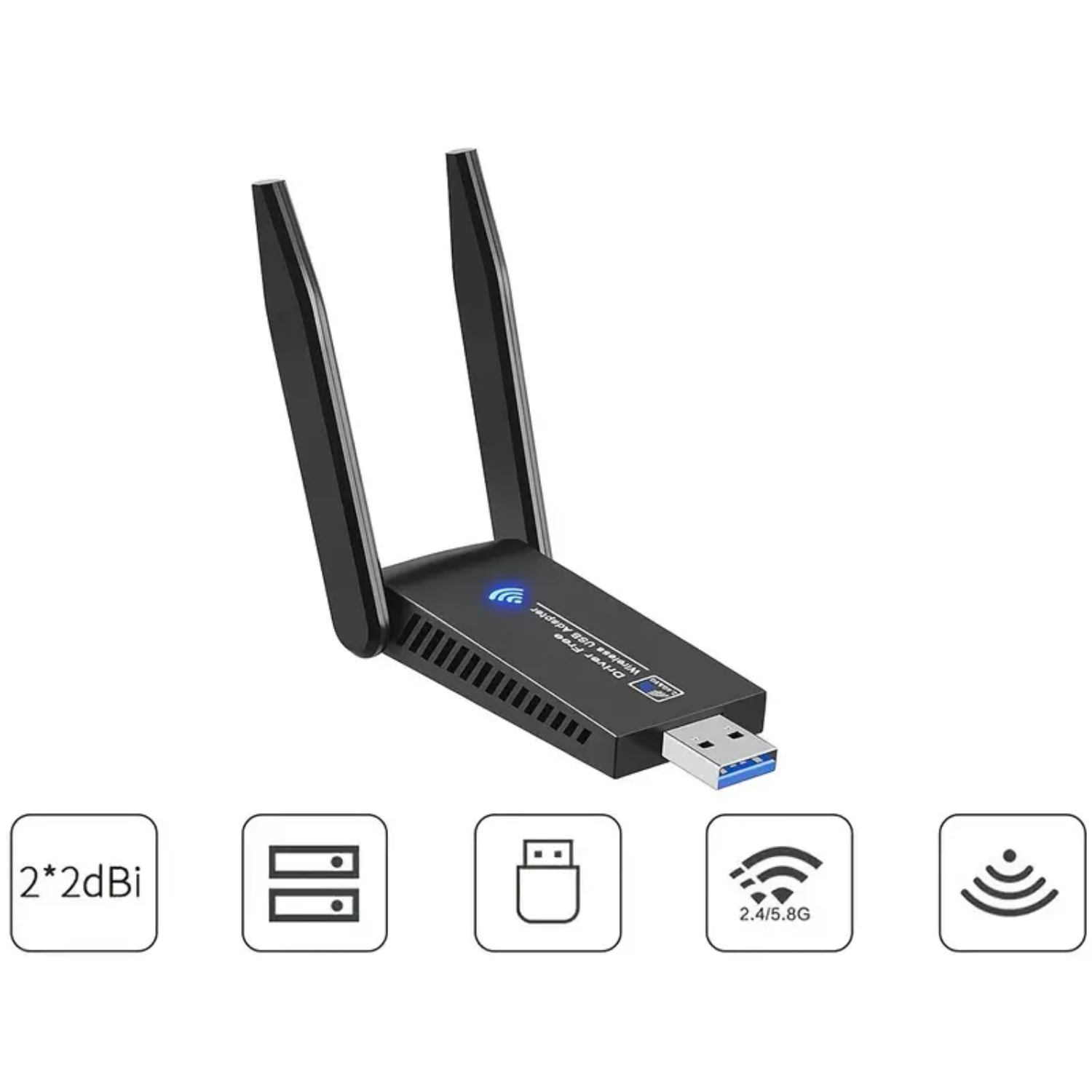 HLJHKJWM High Speed 1300Mbps Dual Antenna USB WiFi Adapter for PC ...