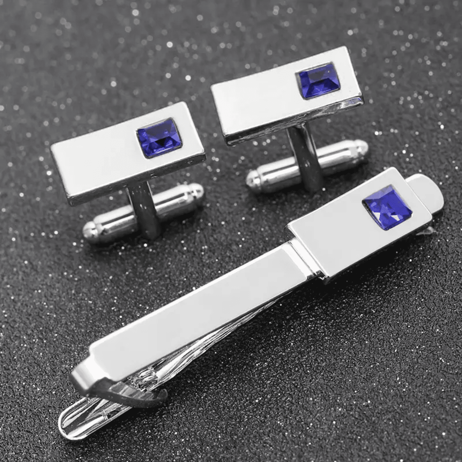 HLJHKJWM Men‘s Gift Set: White Tie Bars with Cufflinks Necktie Clip and ...