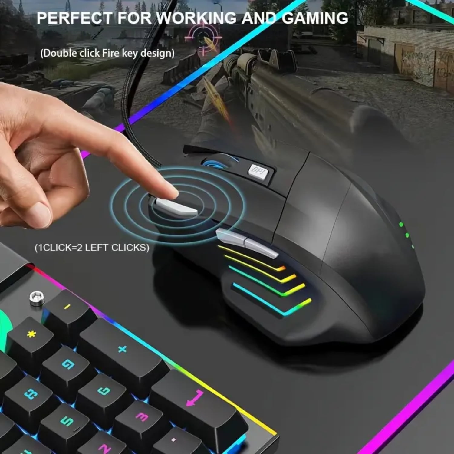 HLJHKJWM Wired Electric Racer Mouse with Color-Shifting Game Lighting ...