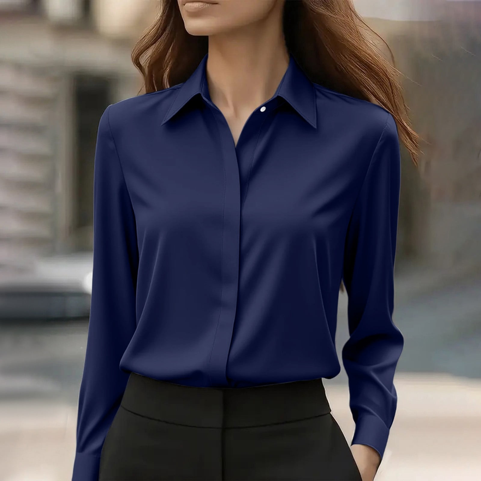 HLKJKLS Blouses For Women Dressy Casual Button Down Wrinkle Resistance ...