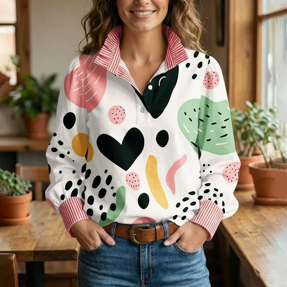 HLKJKLS Blouses For Women Dressy Casual Valentine'S Day Love Ruffled ...