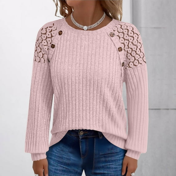 HLKJKLS Long Sleeve Shirts For Women V Neck Lace Long Sleeve Shirt ...