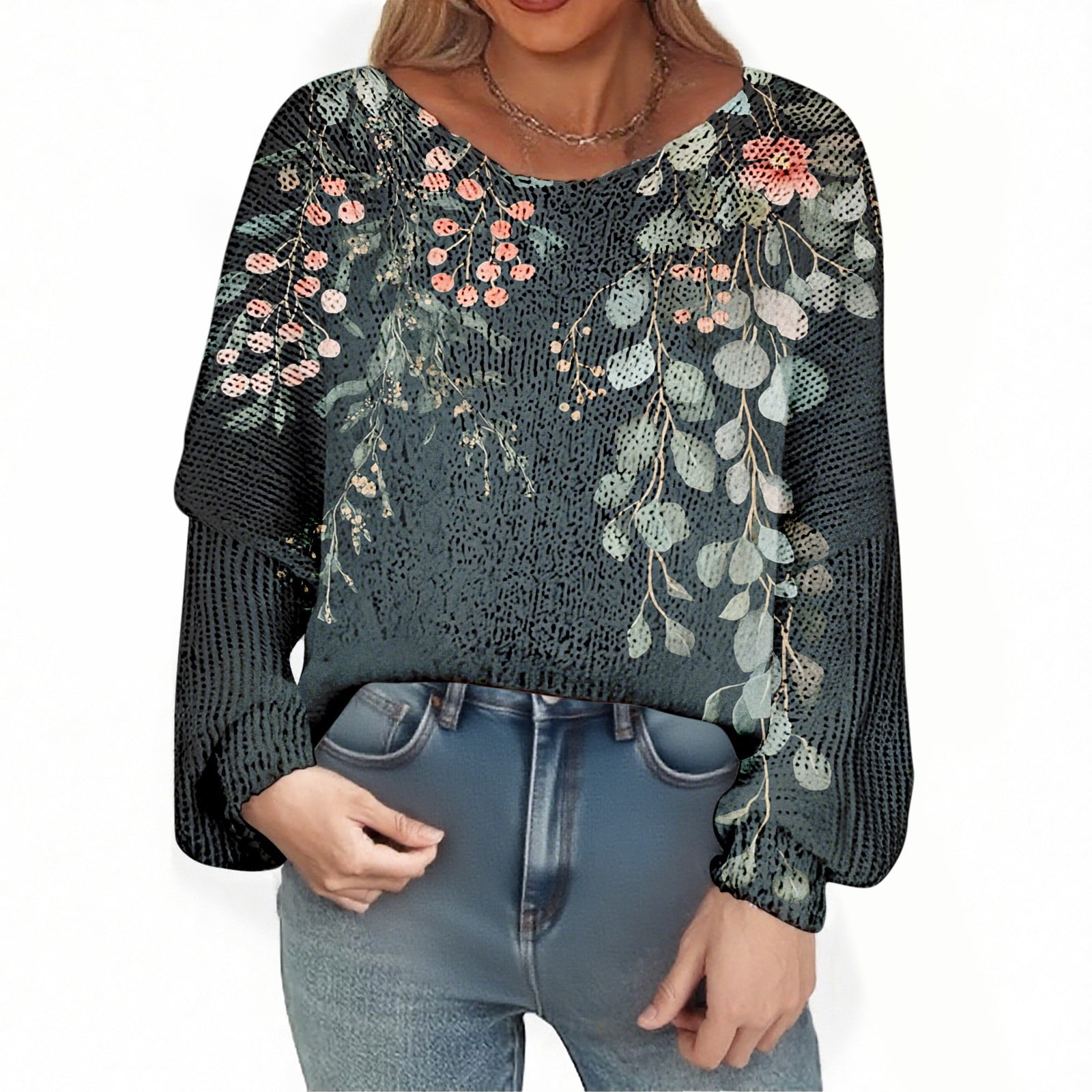 HLKJKLS Winter Clothing For Women Long Sleeve Crewneck Knitted Pullover ...