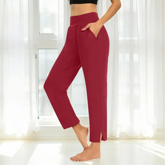 HLKJKLS Yoga Pants Women High Waisted Crop Work Pants Summer Casual ...