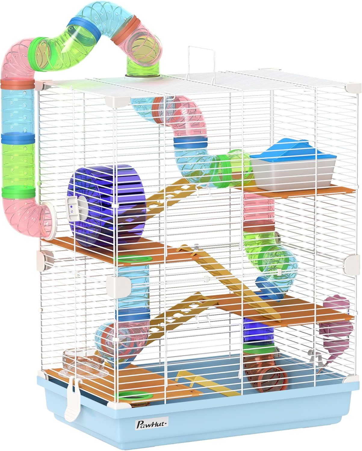 HLL 18" 5 Tier Hamster Cage with Tubes and Tunnels, Small Animal Cage ...