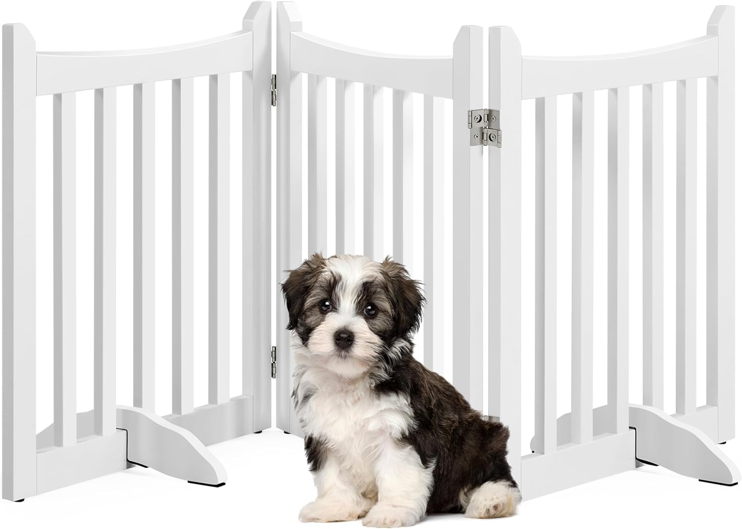 HLL 24" H Freestanding Pet Gate for Dogs Wooden Dog Gates for Hallway ...