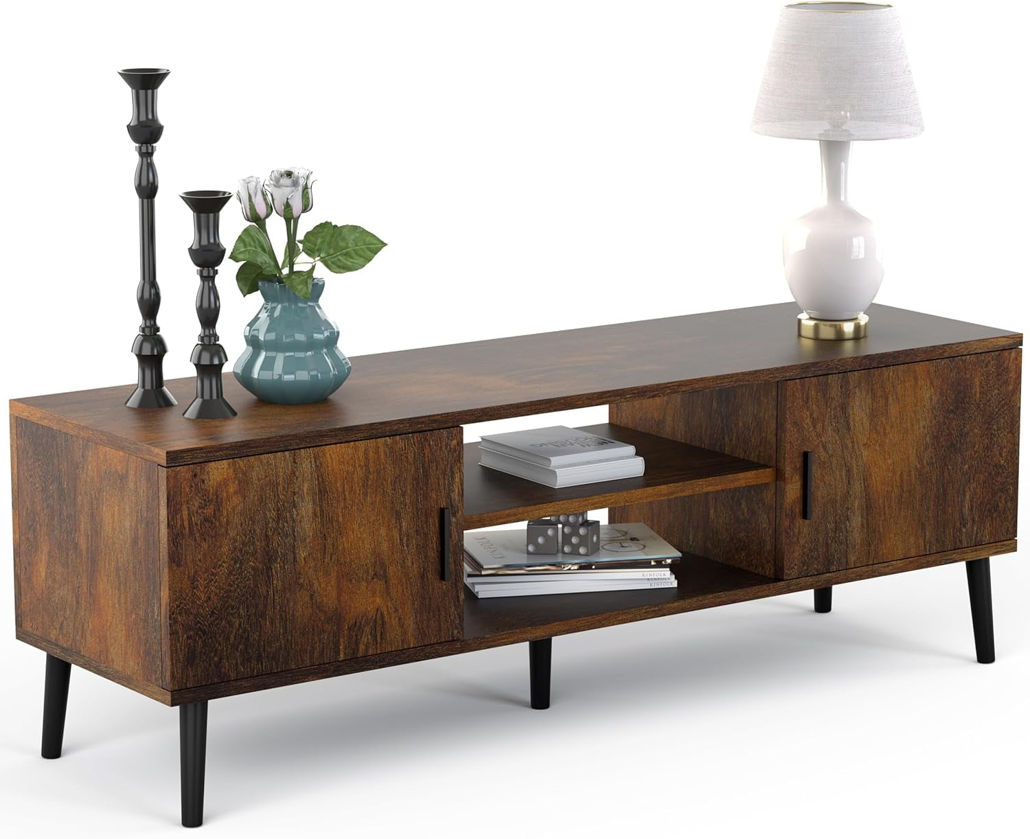 HLL 55" TV Stand with 2 Side Doors Entertainment Center Console for ...