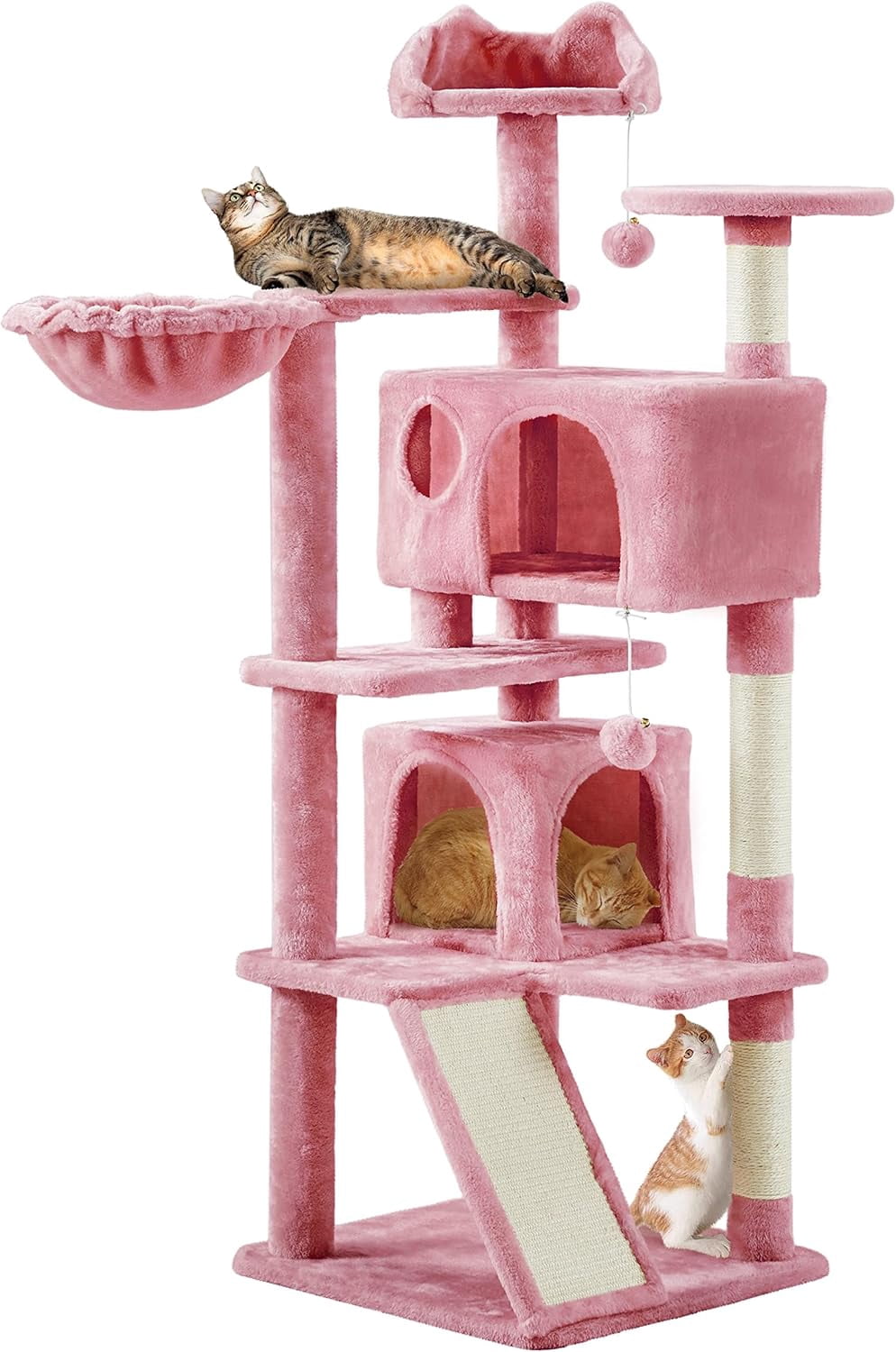 HLL 57 inches Multi-Level Cat Tree Cat Condo with Scratching Posts ...