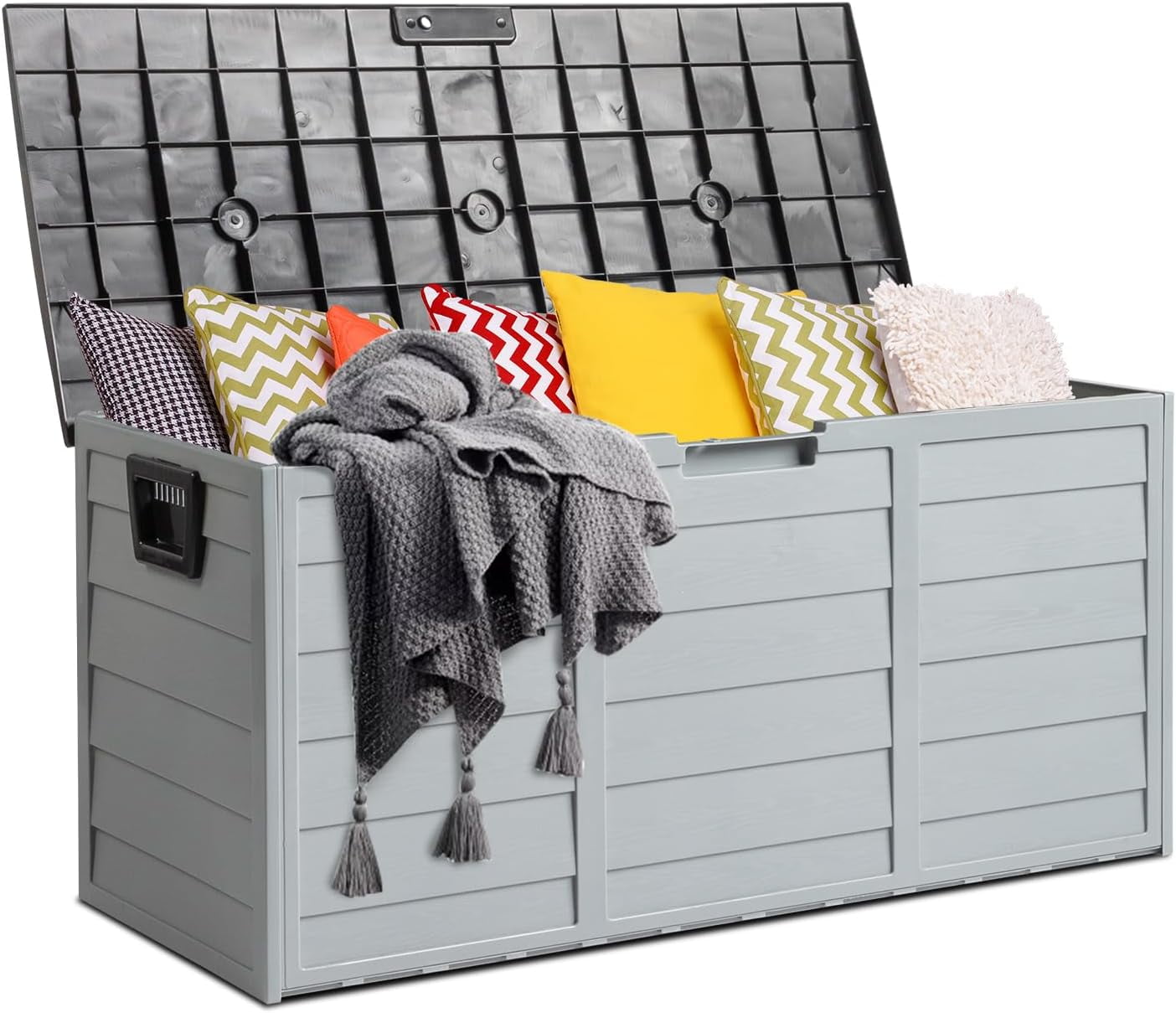 HLL Deck Storage Box, 75 Gallon Plastic Durable Storage Container Bin ...