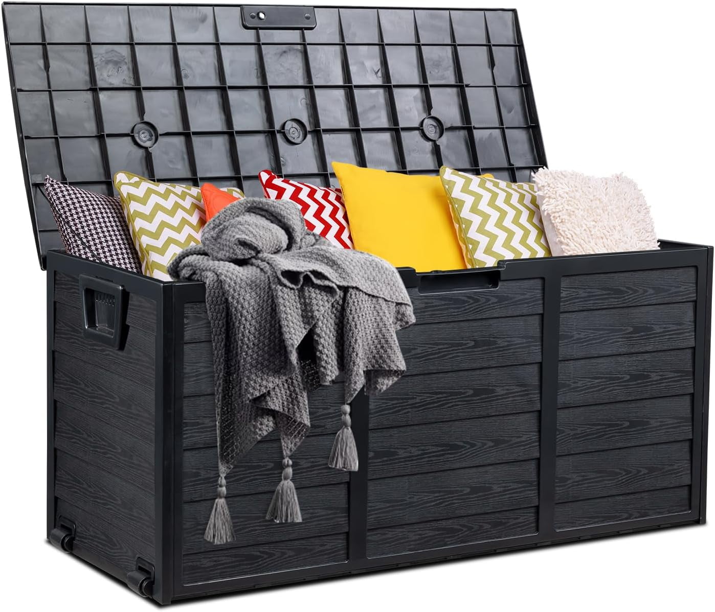 HLL Deck Storage Box, 75 Gallon Plastic Durable Storage Container Bin ...
