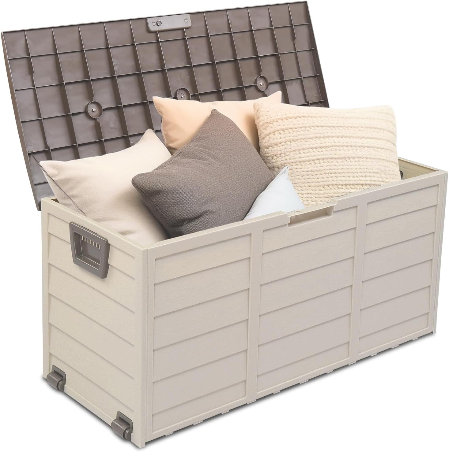 HLL Deck Storage Box, 75 Gallon Plastic Durable Storage Container Bin ...