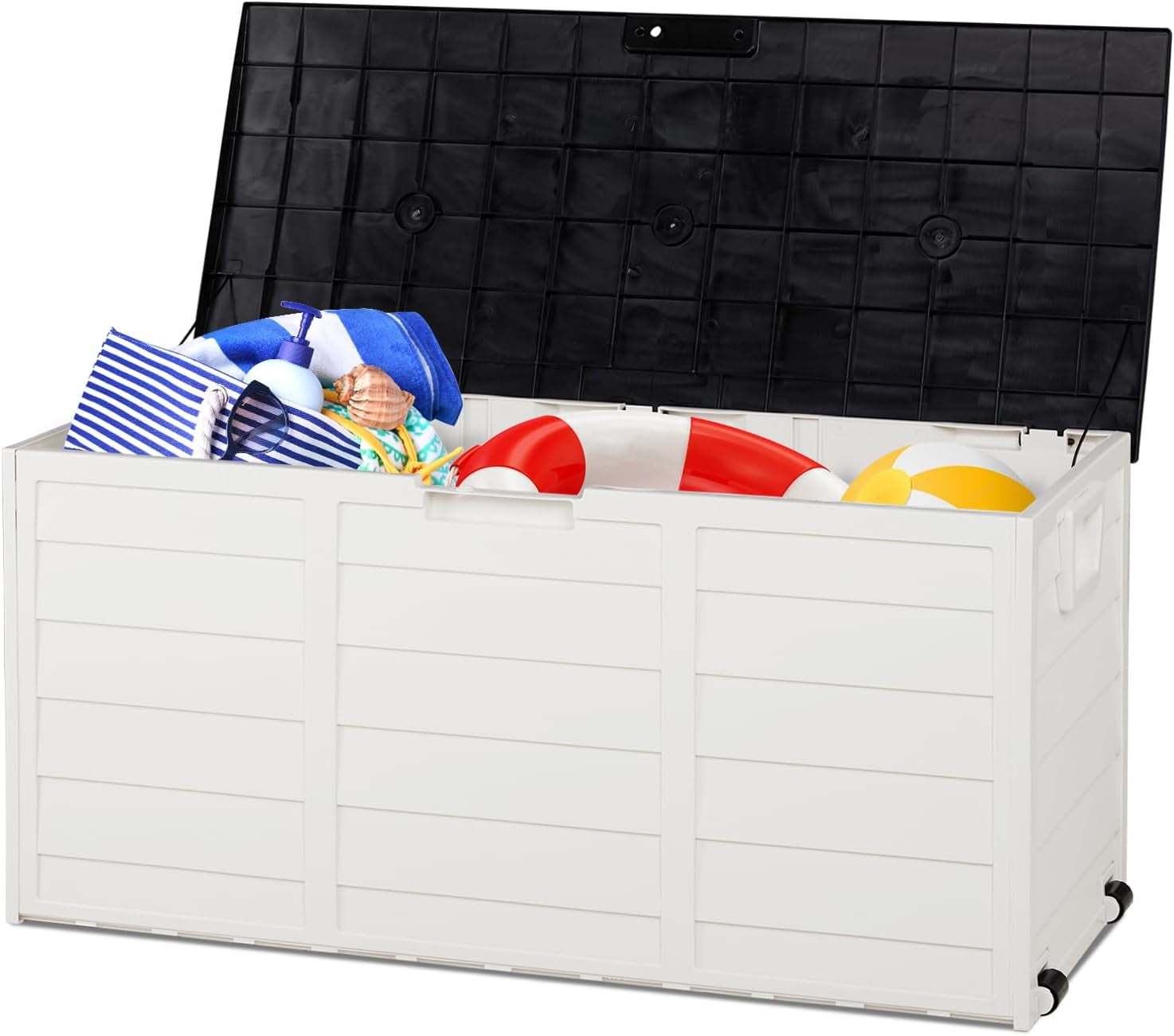 HLL Deck Storage Box, 75 Gallon Plastic Durable Storage Container Bin ...