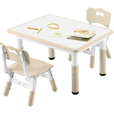 UNICOO® Kids Study Table and Chairs Set, Height Adjustable Plastic ...