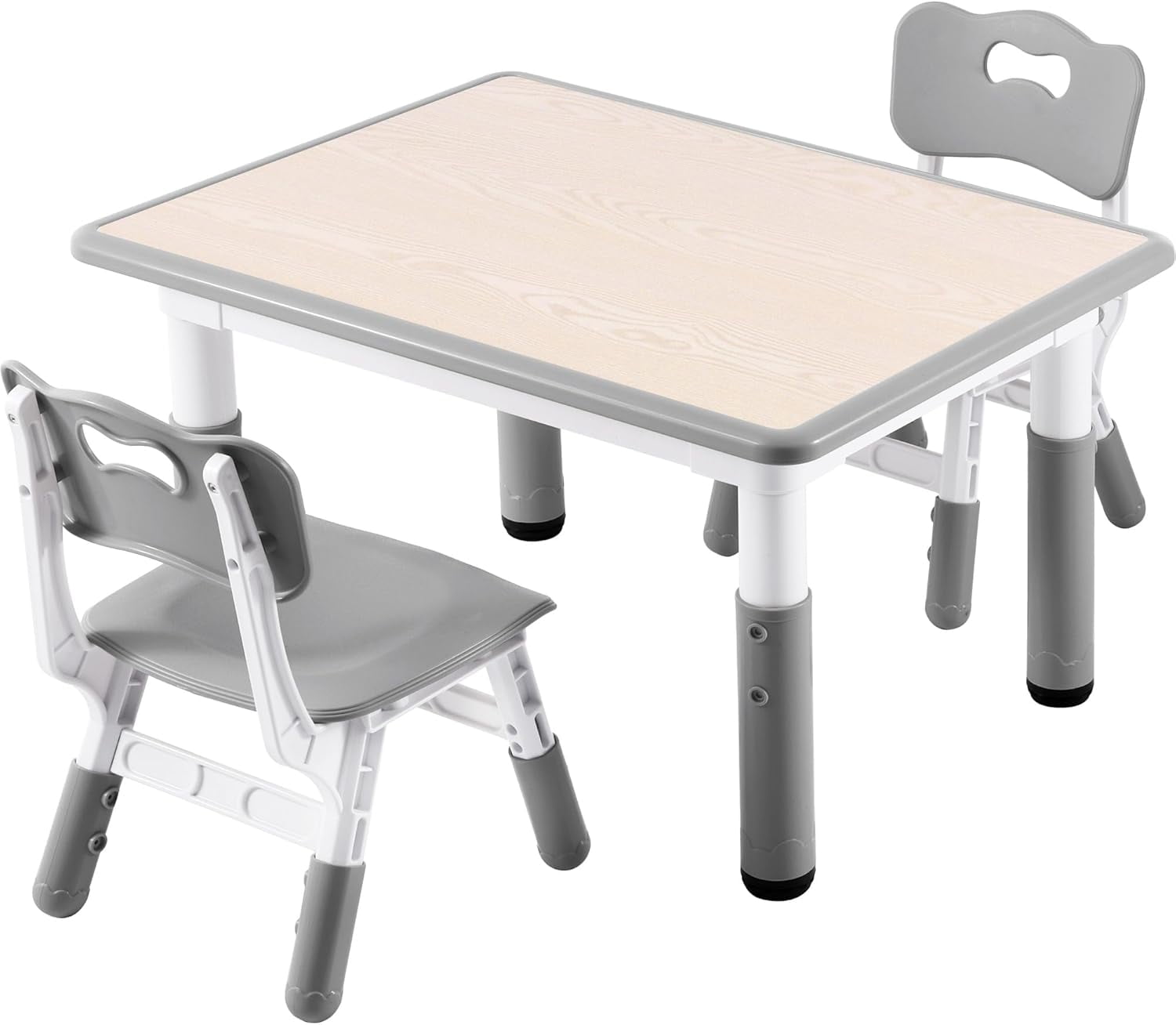 HLL Kids Study Table and Chairs Set, Height Adjustable Toddler Table and Chair Set for Kids Ages ...