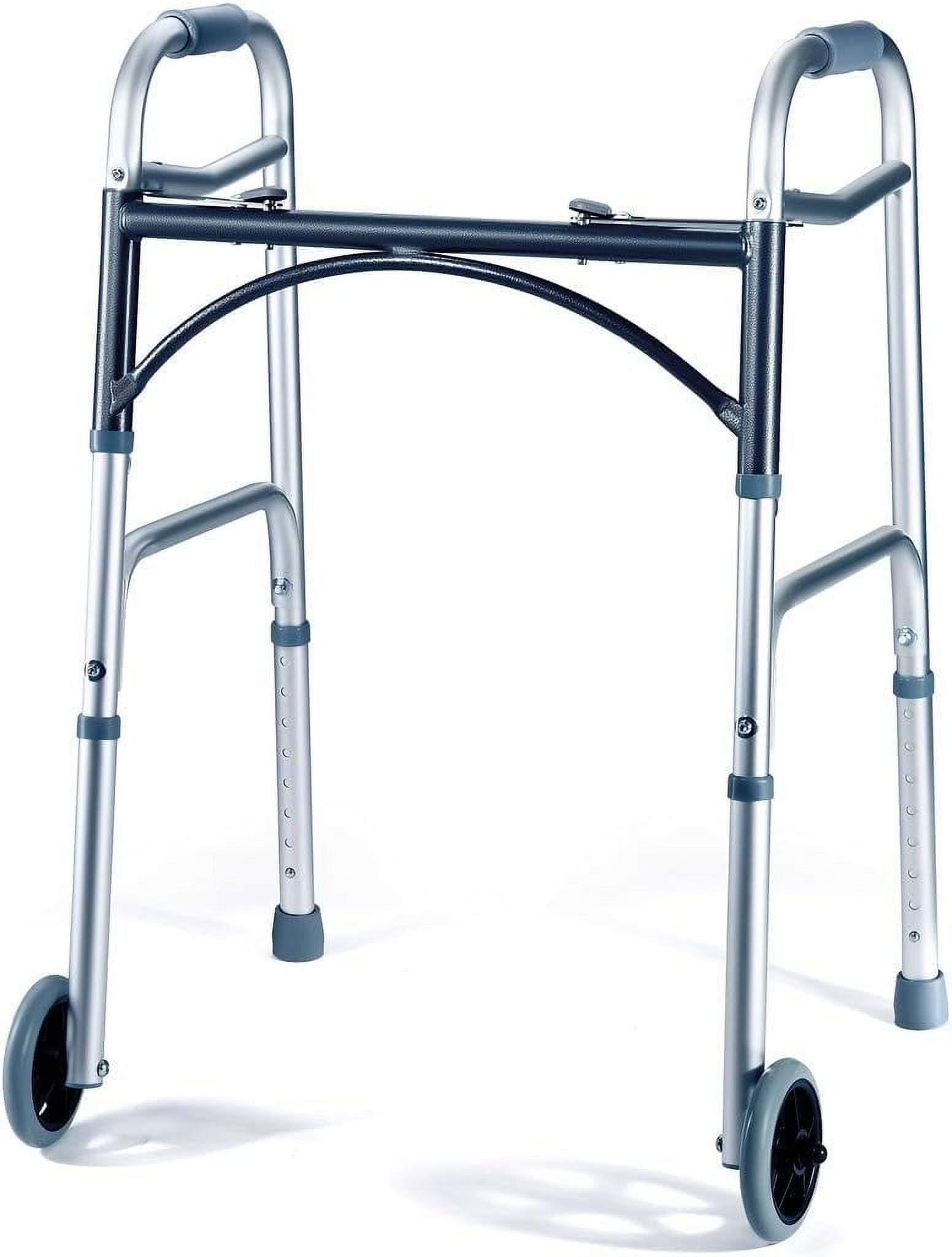 HLL Medical King Silver Aluminum Rolling Walker for Seniors and Adults ...