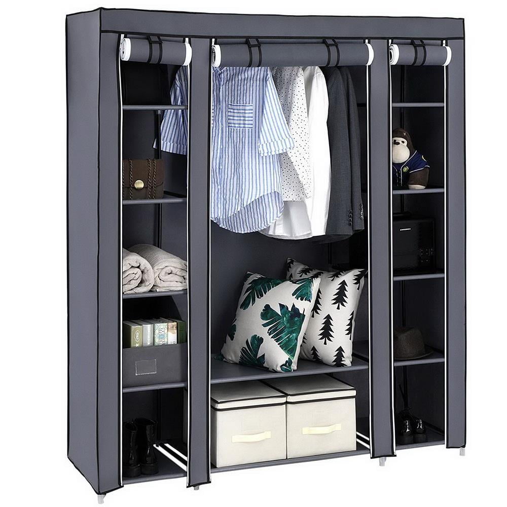 HLL Portable Wardrobe Closet with Shelves, 69 inch Storage Organizer ...