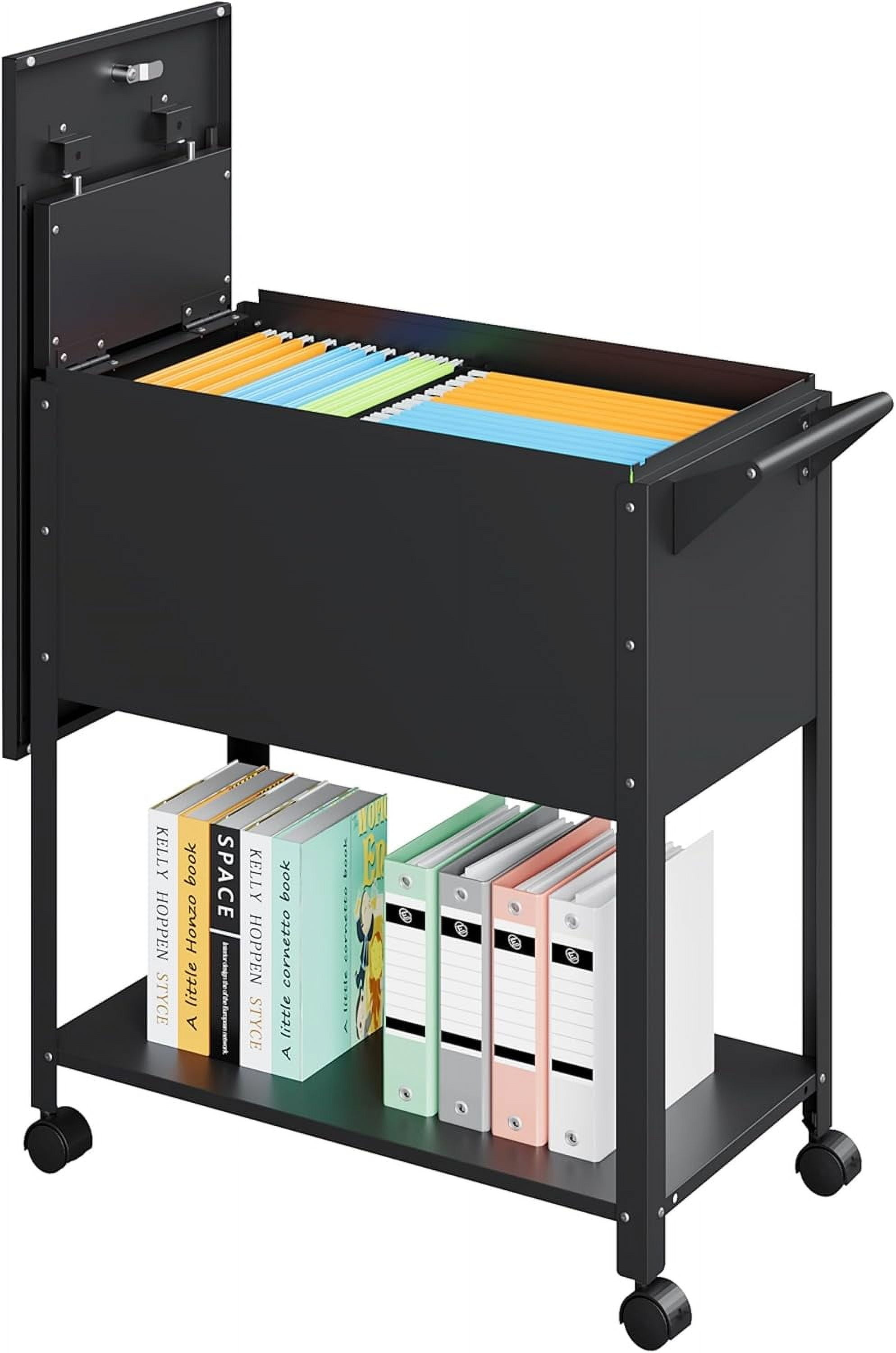 HLL Rolling File Cart with Wheels Hanging Files,Rolling File Cabinet ...