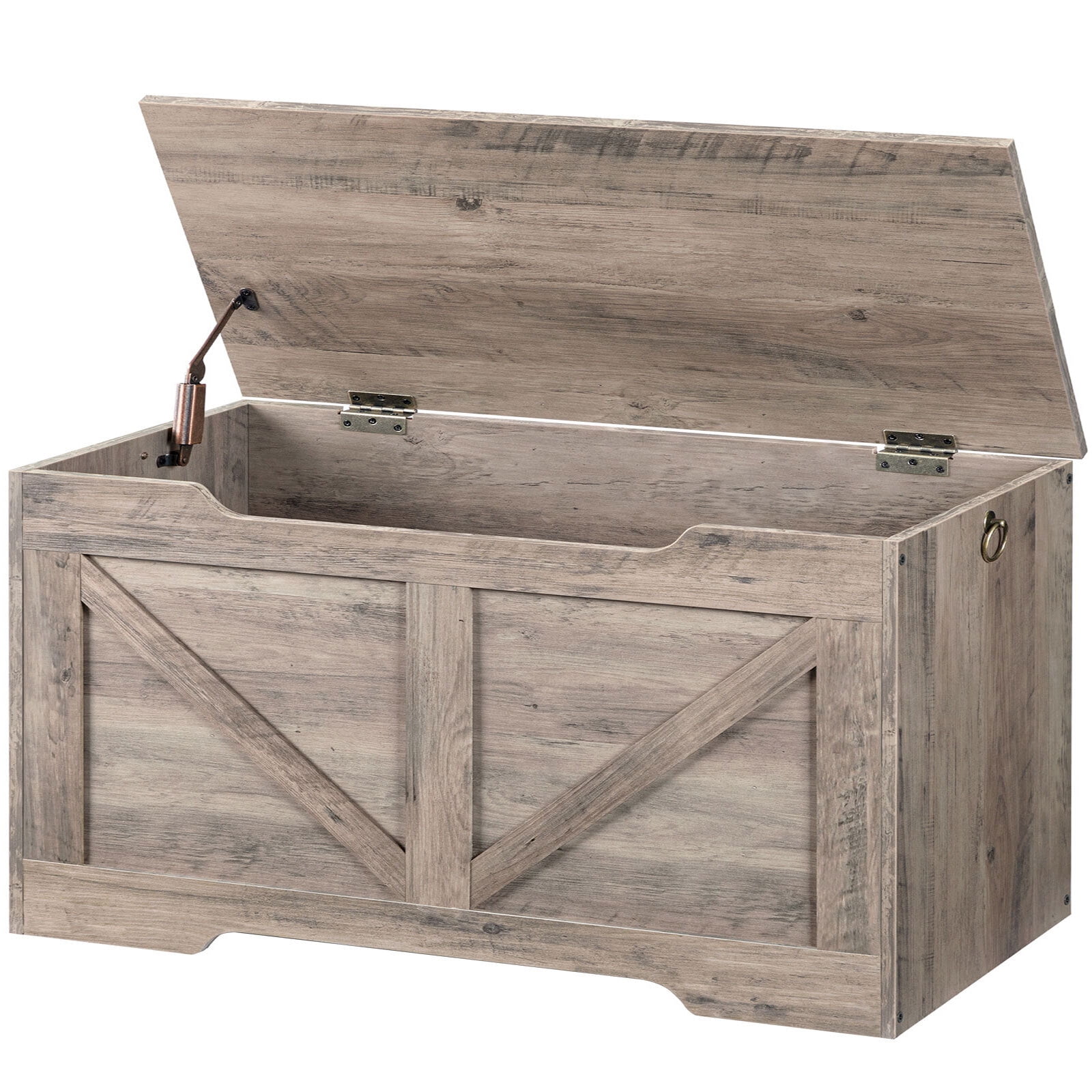 HLL Storage Bench, 39.4” Retro Wooden Storage Chest with U-Shaped Cut ...