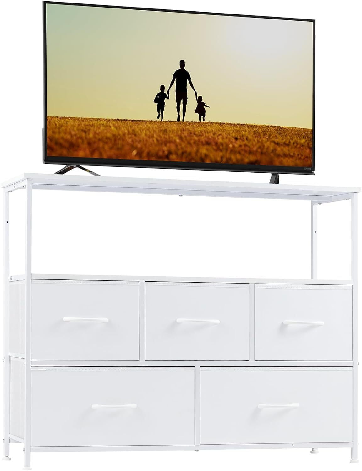 HLL TV Stand Dresser for Bedroom Entertainment Center with 5 Fabric ...