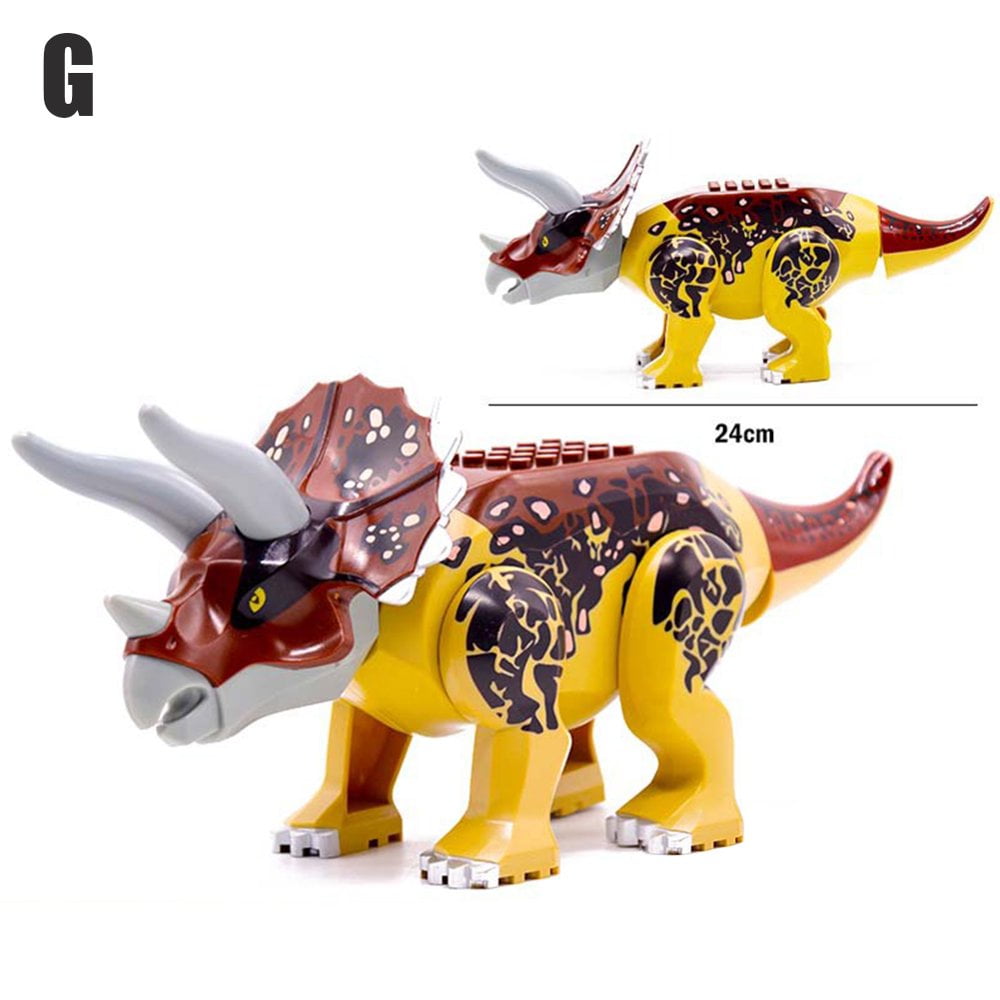 HLONK 11-inch Dinos Toy Buildable Dinosaur Building Blocks Figures ...