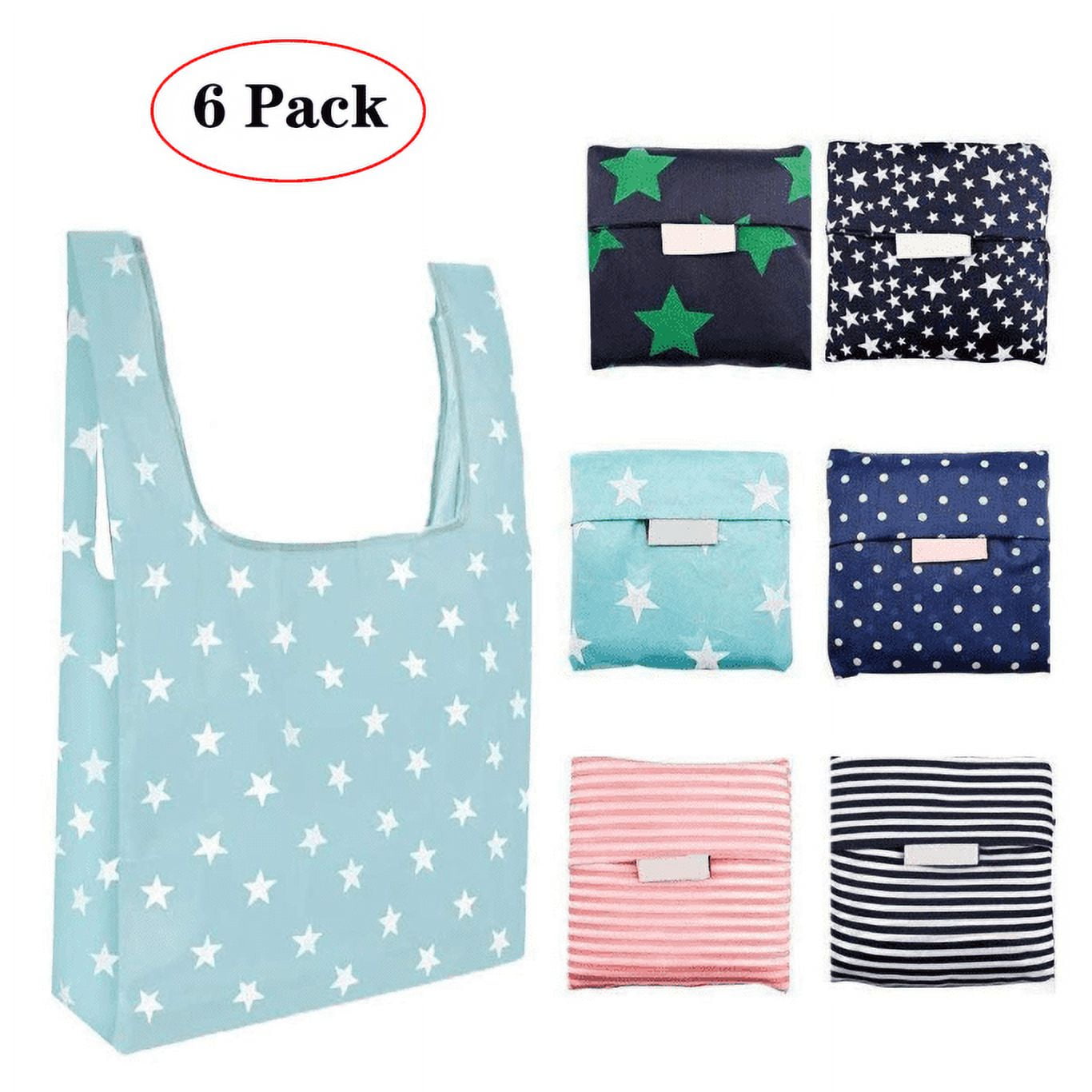 HLONK 6 Pack Reusable Shopping Grocery Bags Foldable, Washable Grocery ...