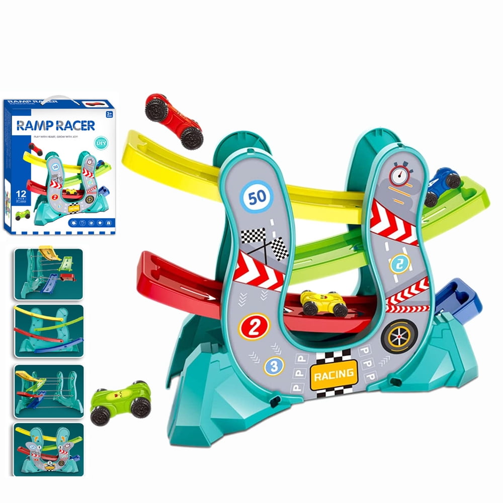 HLONK Car Ramp Toys for Toddlers 1 2 3 Year Old Boy, Race Track Car Toy ...