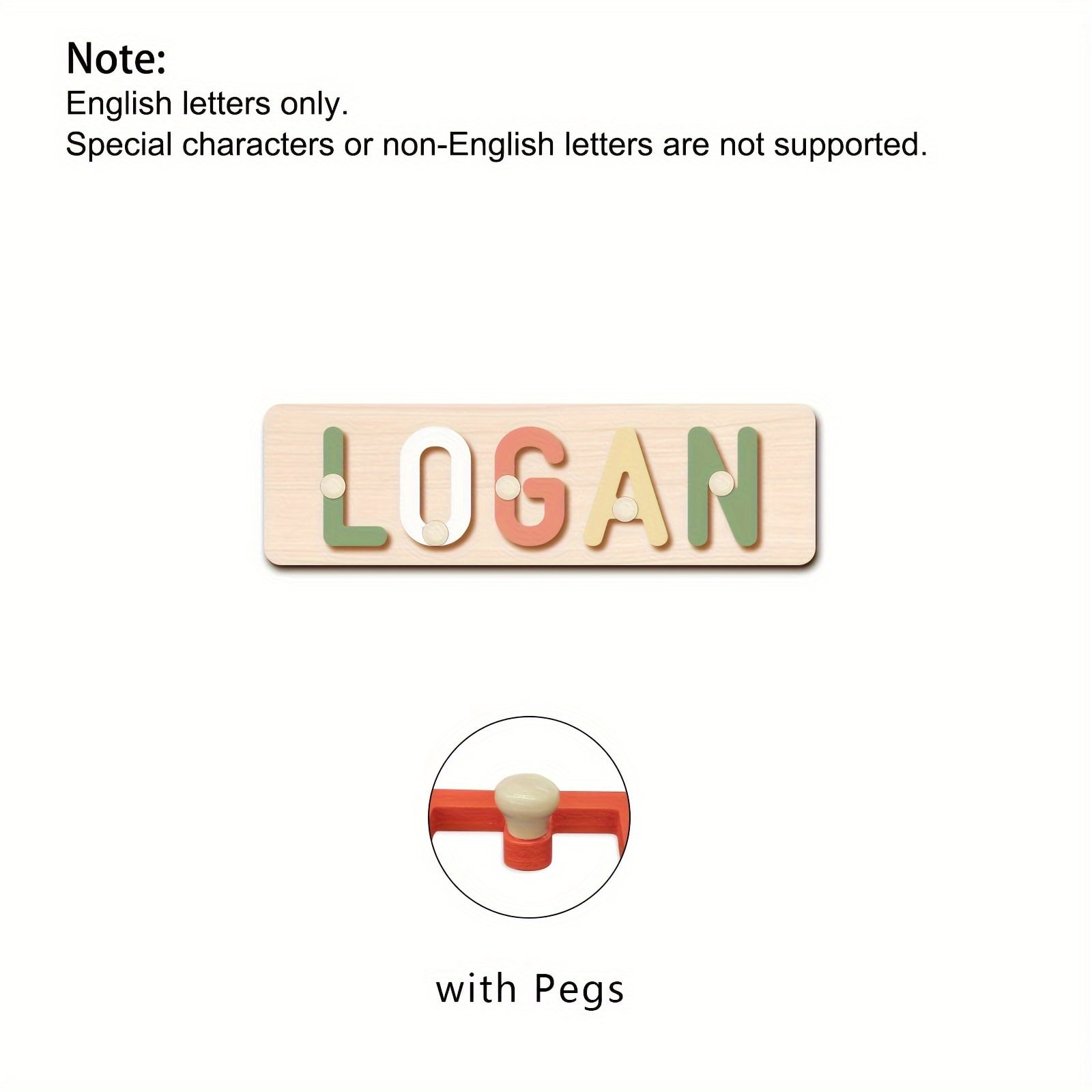HLONK Custom Name Peg Puzzle for Toddlers 0-3 Years Wooden Alphabet ...