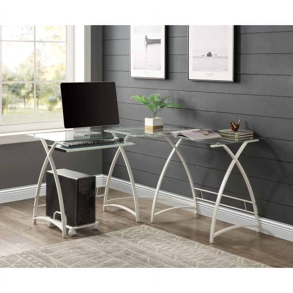 HLONK Dazenus Computer Desk in Clear Glass & White Finish - Walmart.com