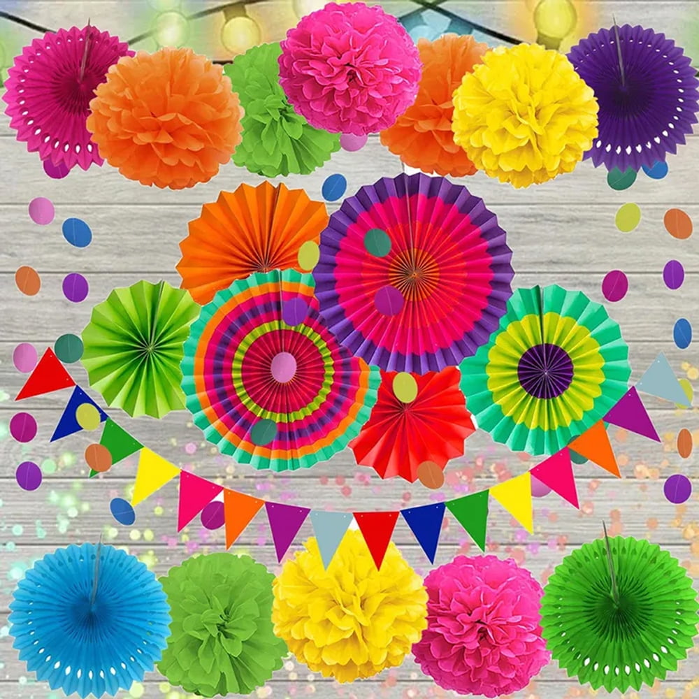 HLONK Fiesta Party Decorations - 20pcs Colorful Mexican Themed Hanging ...