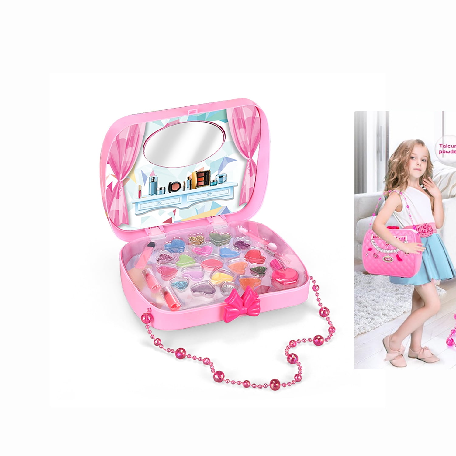 HLONK Kids Makeup Set,Pretend Makeup Dress Up Play Vanity Kit Safety ...