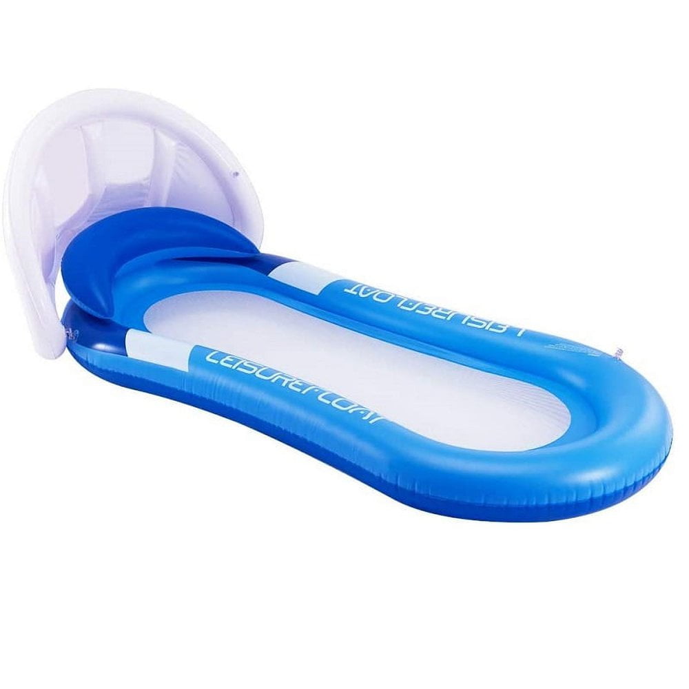 Hlonk Pool Float With Canopy Adult Inflatable Pool Float Raft With Shade Water Lounge Blue