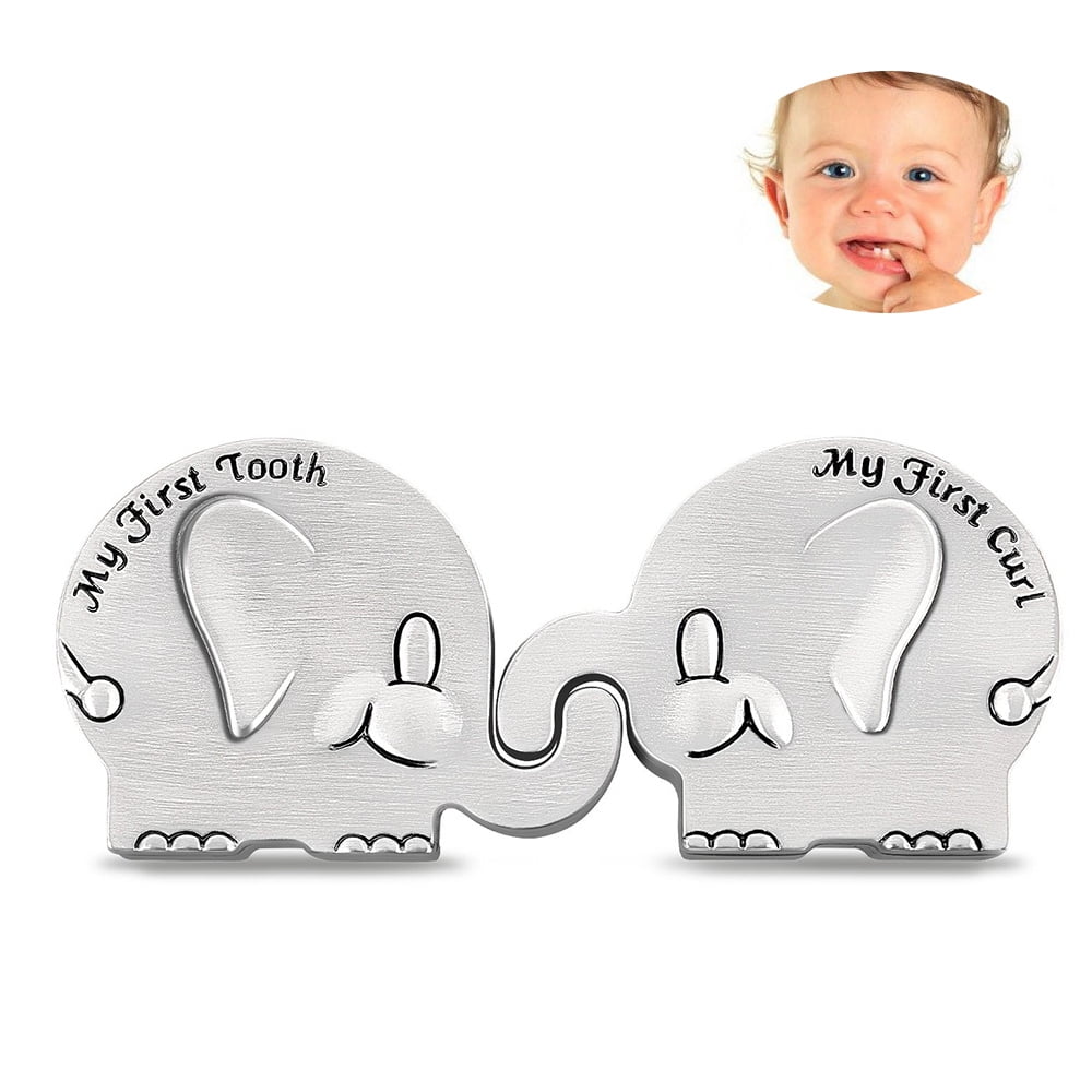 HLONK Silver Tooth Holder, Baby First Tooth and Curl Keepsake Box Set ...