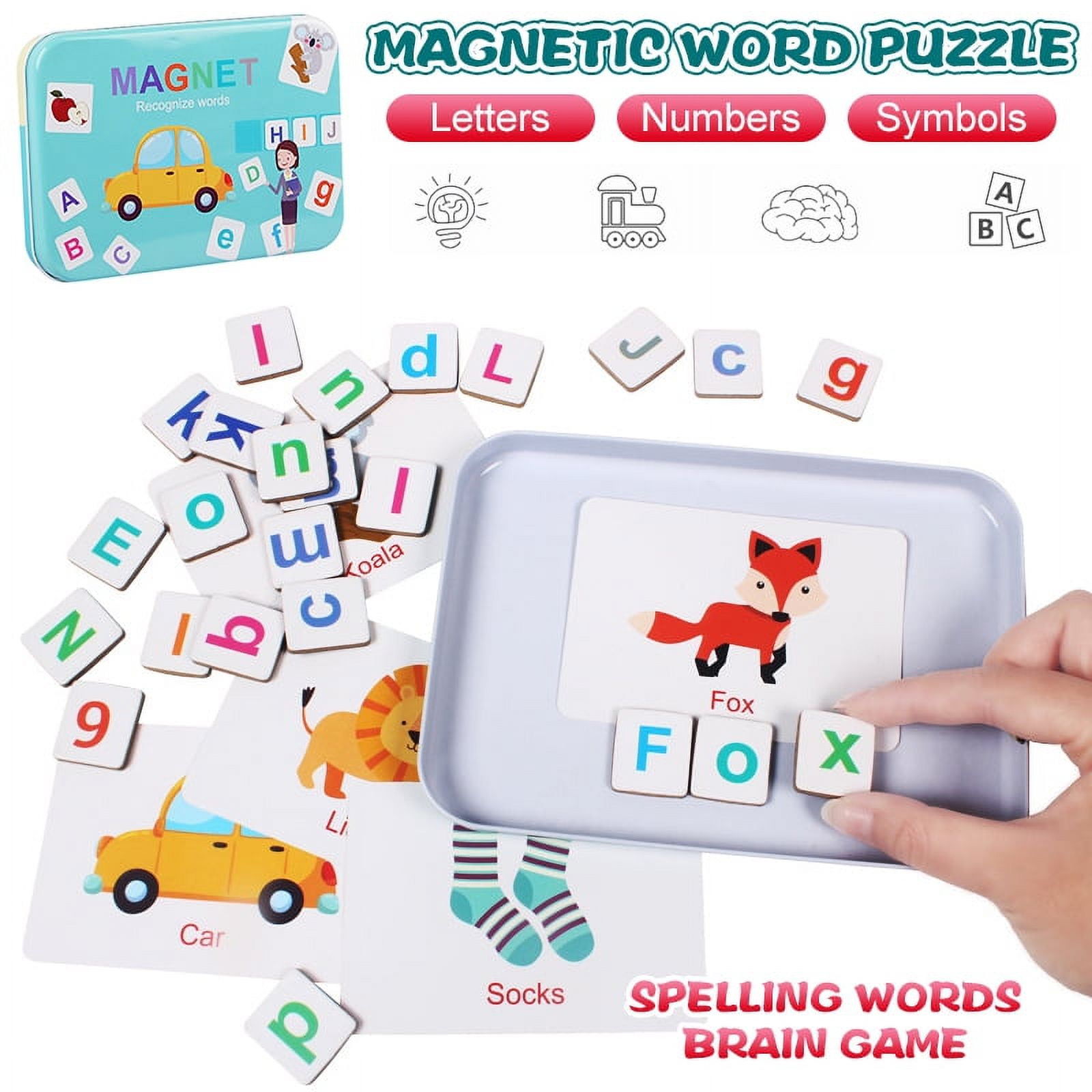 HLONK Wooden Magnetic Letters and Numbers for Kids - 141 ABC Alphabet ...