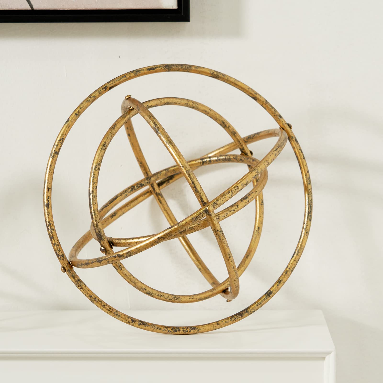 HLQMFHT 10 inches-Golden Iron Sphere,Foldable Geometric Sculpture ...