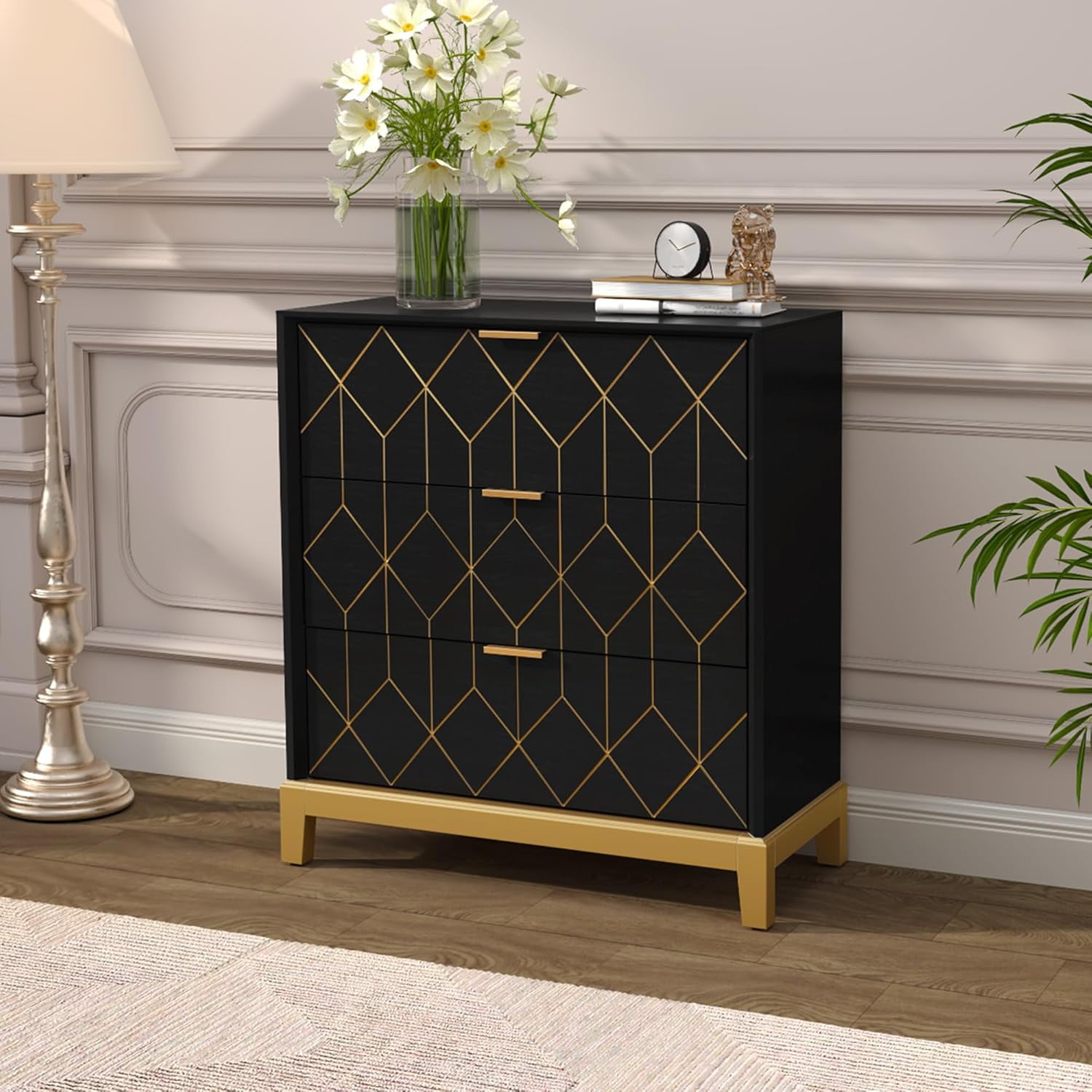 HLR 3 Drawer Dresser for Bedroom, Modern Wood Chest of Drawers with ...
