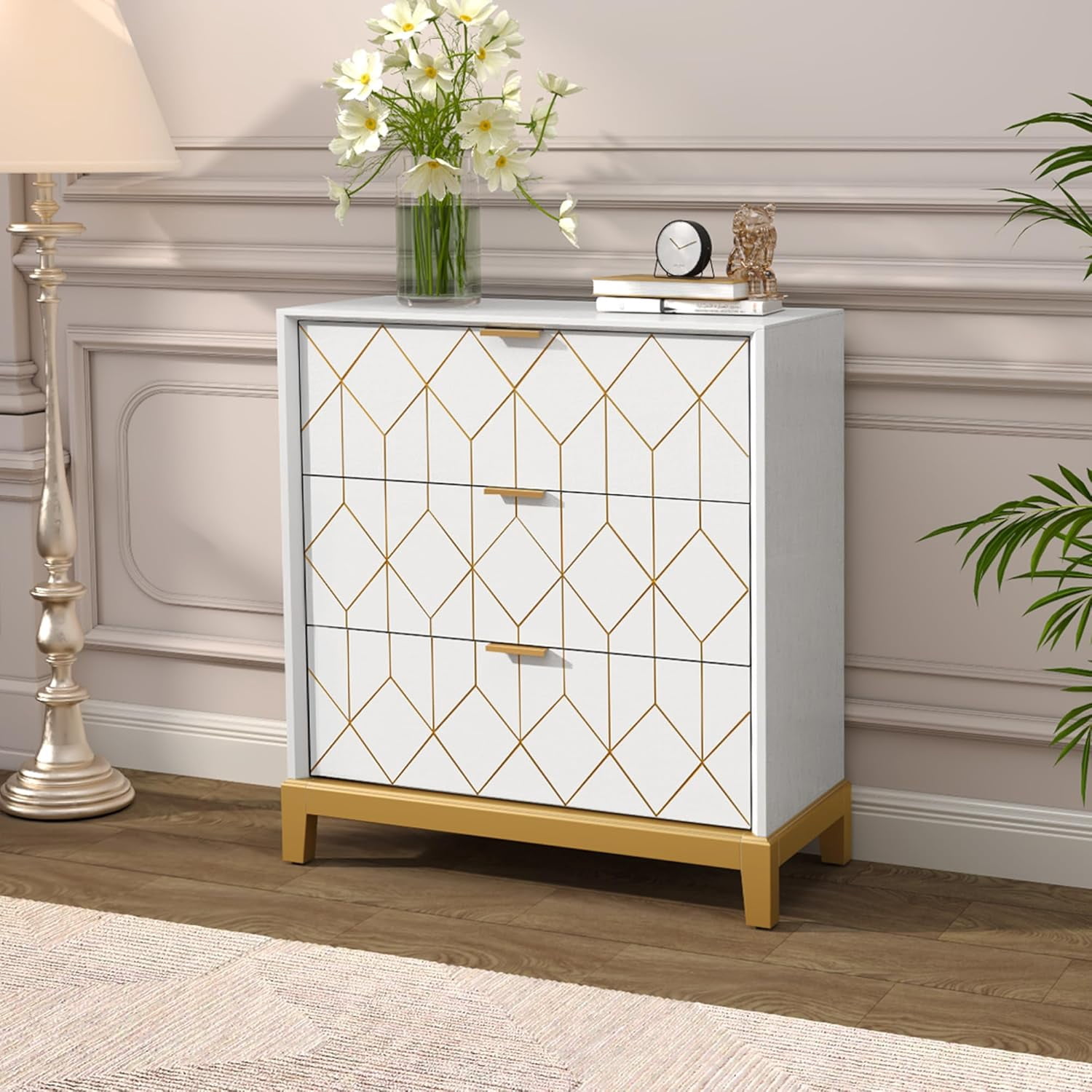 HLR 3 Drawer Dresser for Bedroom, Modern Wood Chest of Drawers with ...
