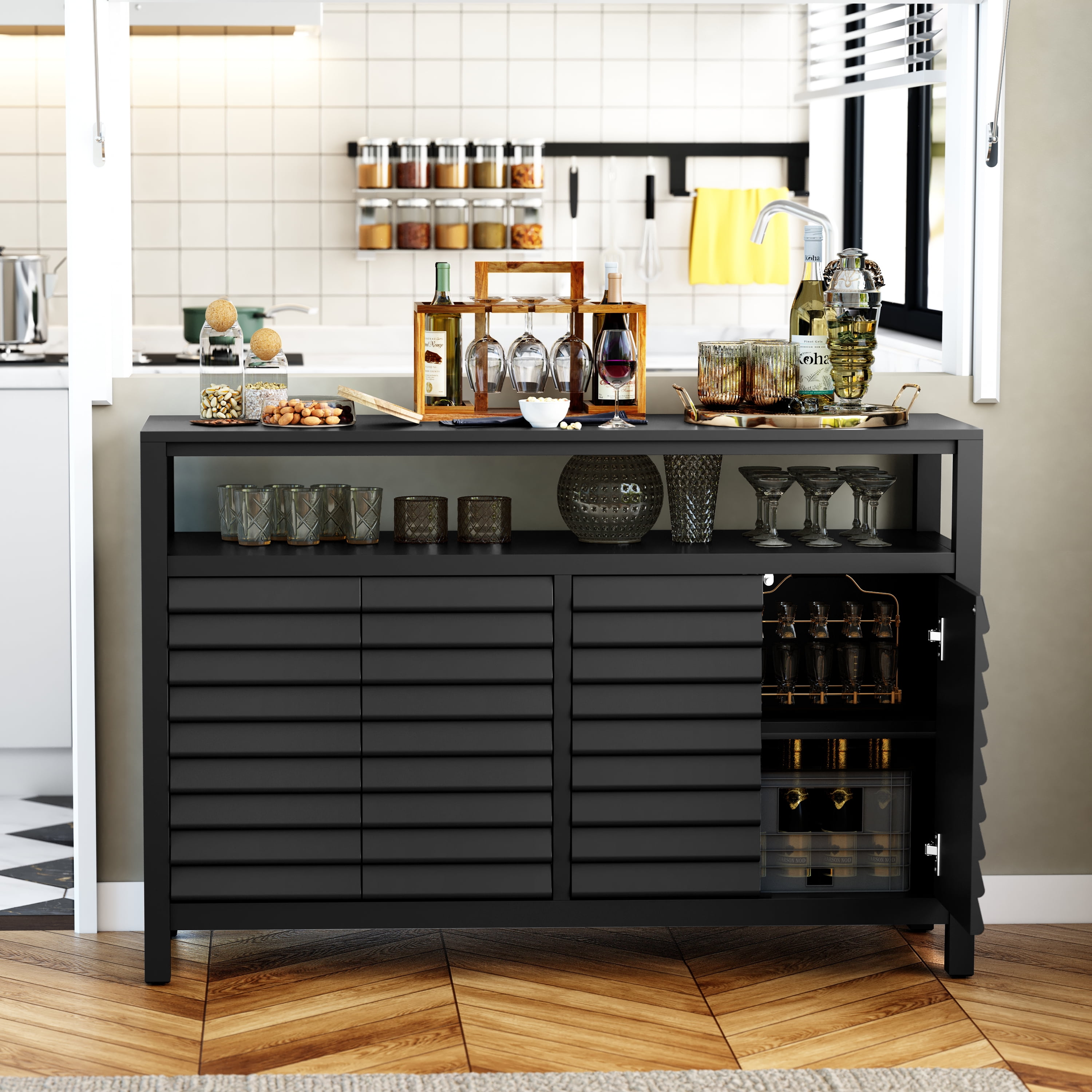 HLR 48'' Credenzas & Sideboards with 4 Door Louver Design for Dining ...