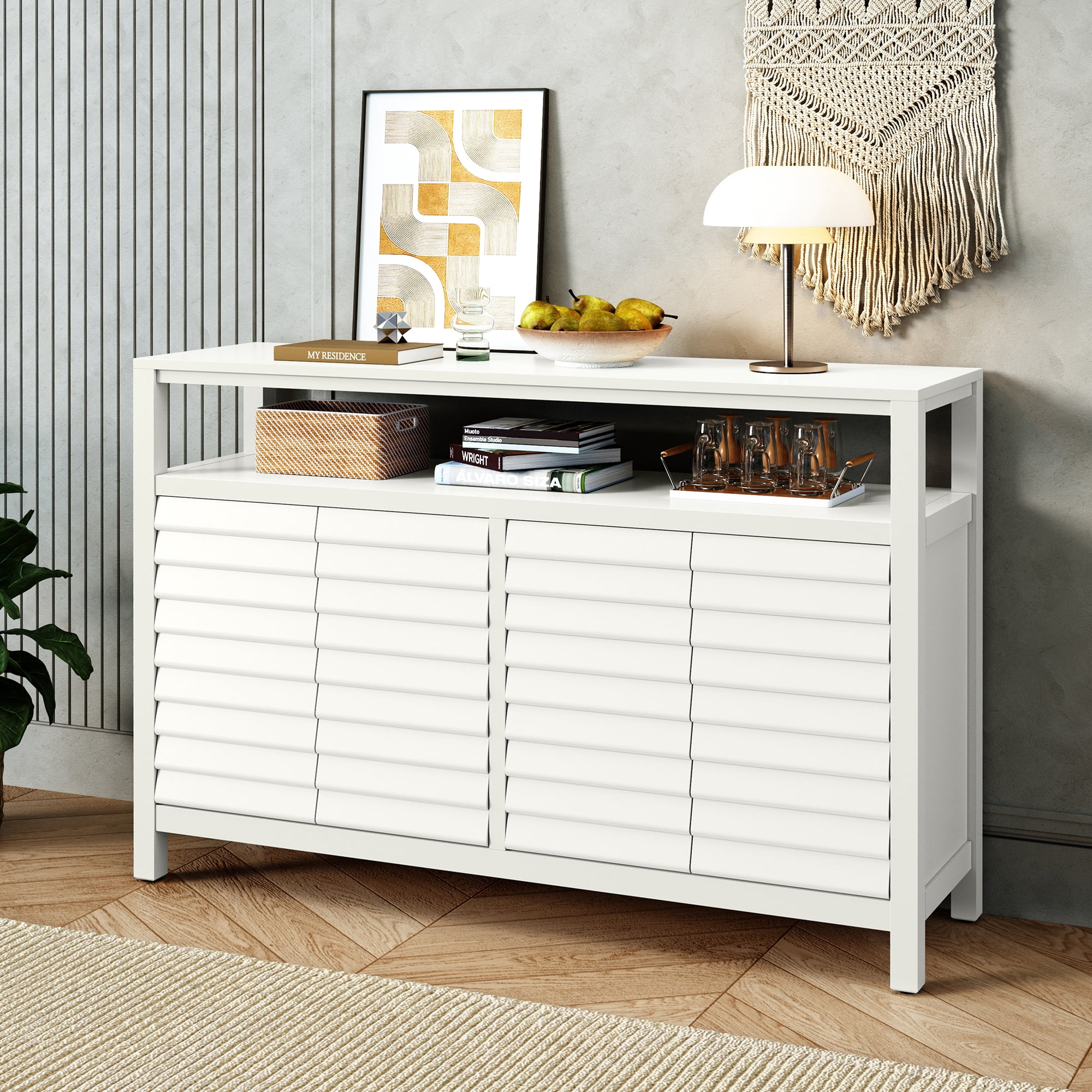 HLR 48'' Credenzas & Sideboards with 4 Door Louver Design for Dining ...