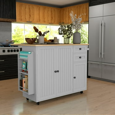 CBJCBJ 71.65" L Expandable Retractable Kitchen Island on Wheels with ...