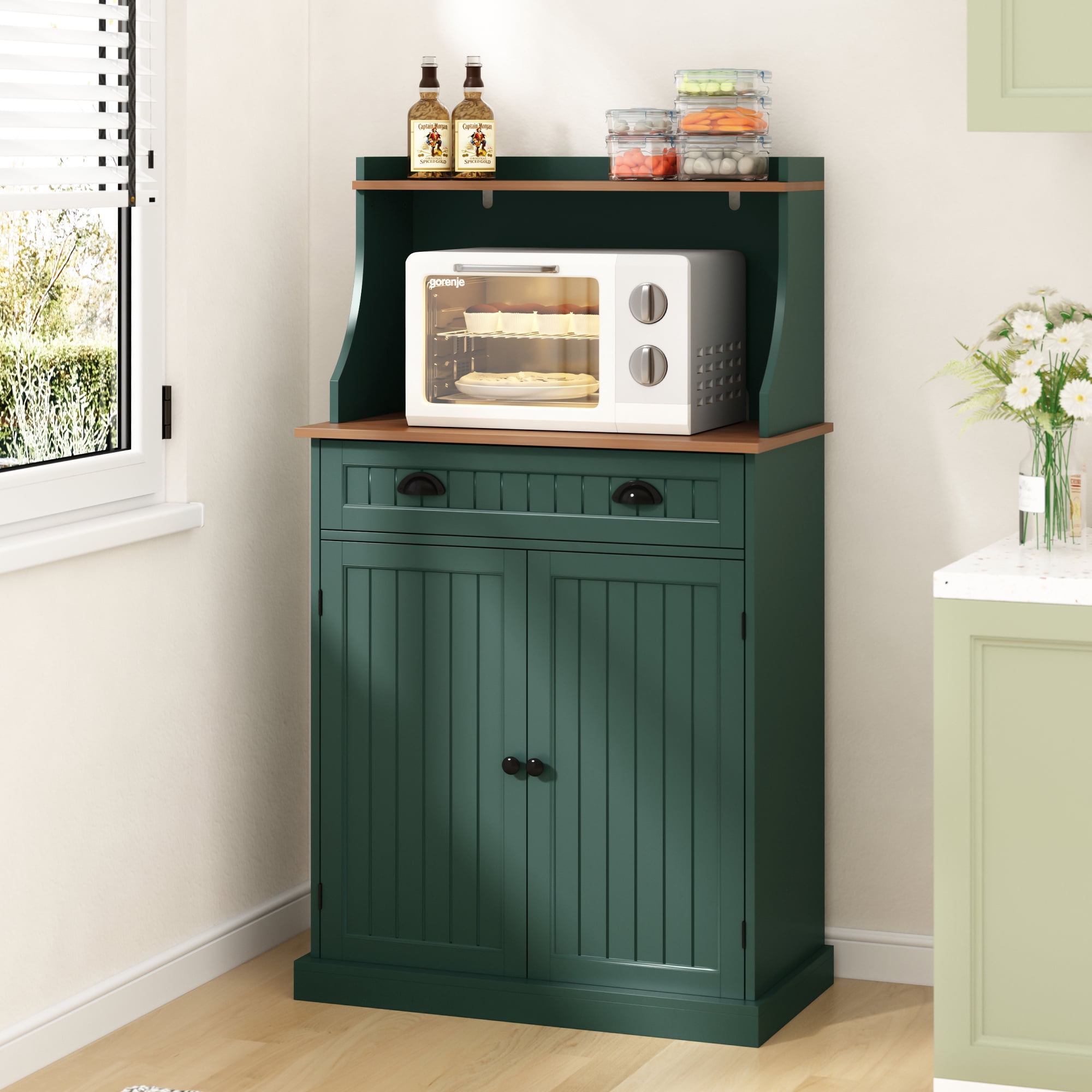 HLR 54 inches Microwave Cabinet with Storage and Drawers, Microwave ...
